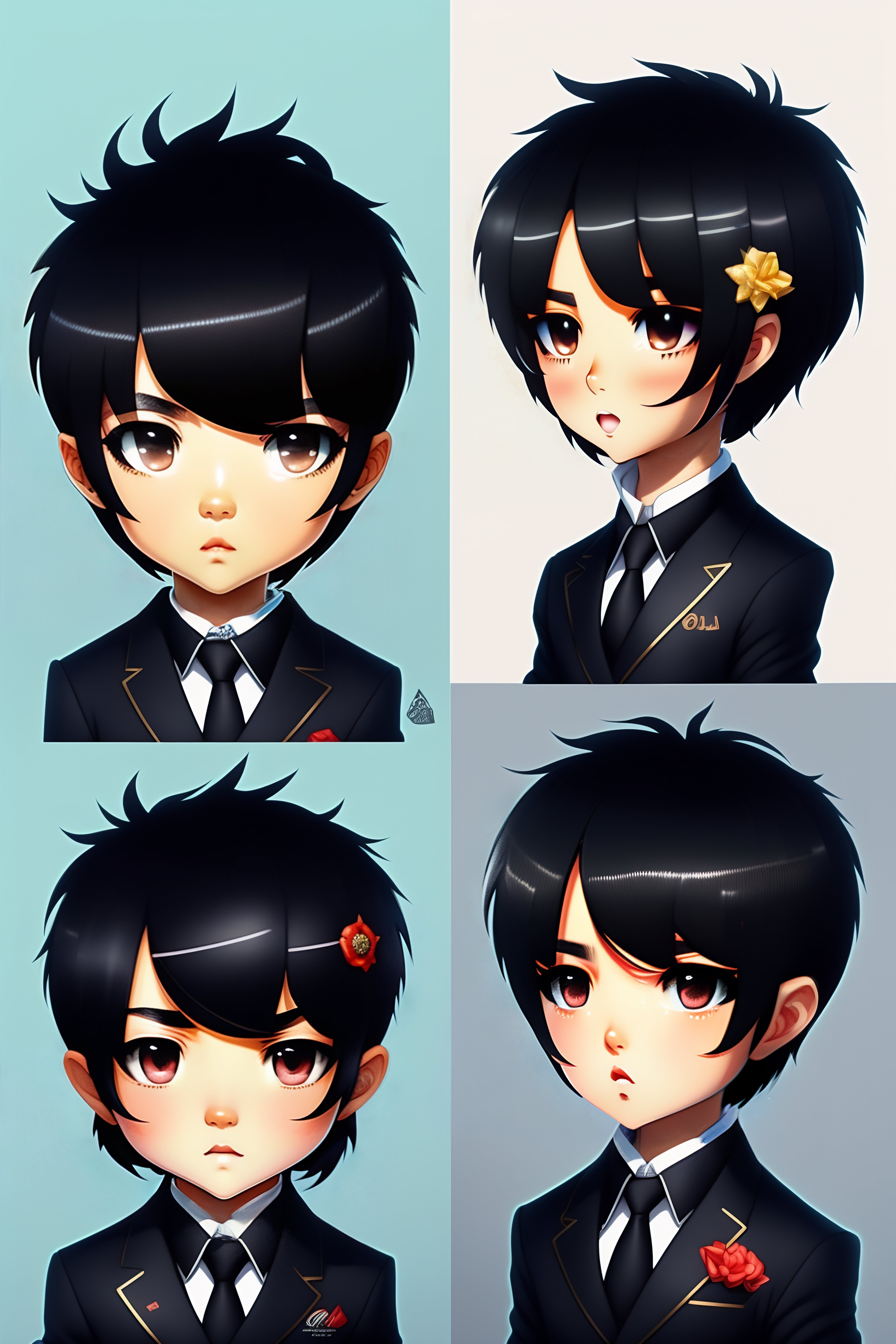 Lexica - A chibi of a face boy black hair