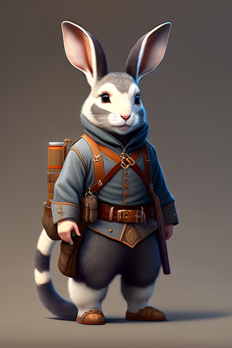Lexica - A wild west grey rabbit folk druid with suspenders, a double ...
