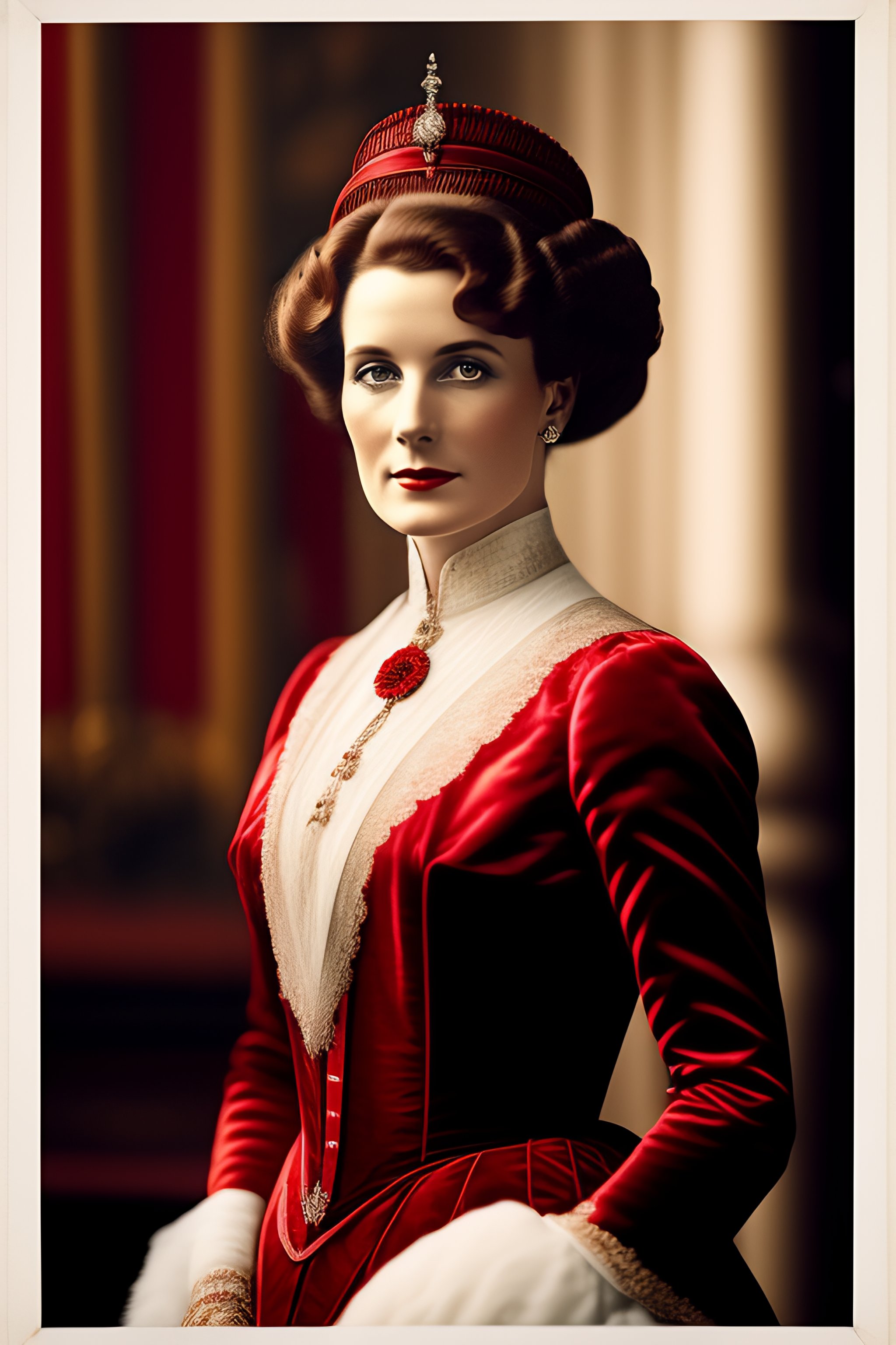 Lexica - Photograph of an edwardian duchess wearing edwardian red dress ...
