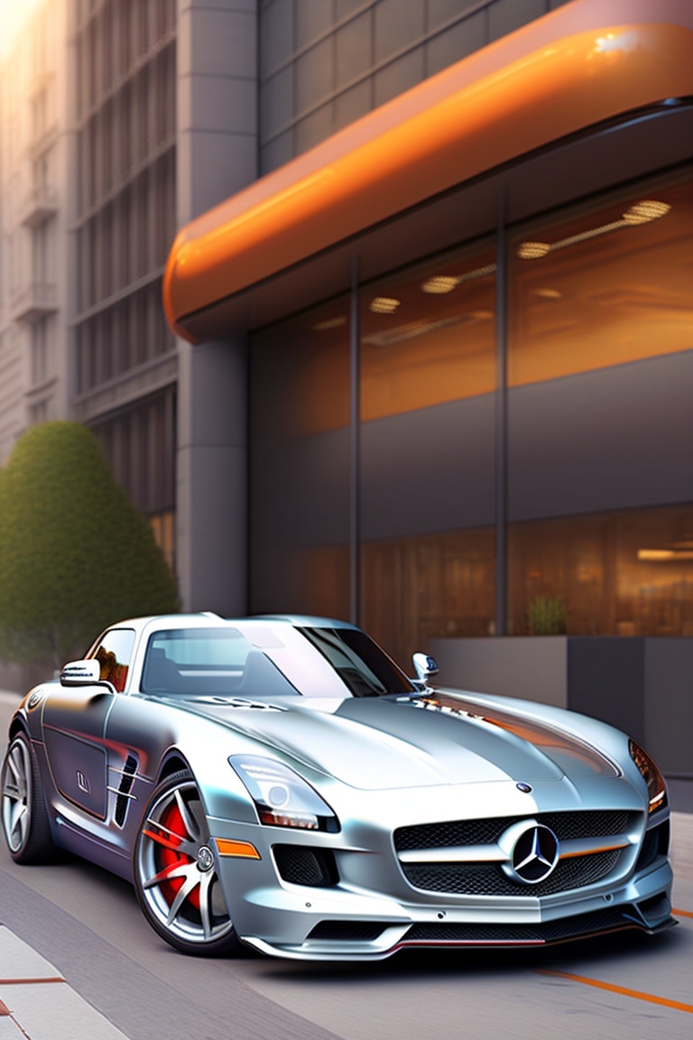 Lexica - Futuristic Mercedes-Benz SLS AMG GT with gull-wing doors open ...