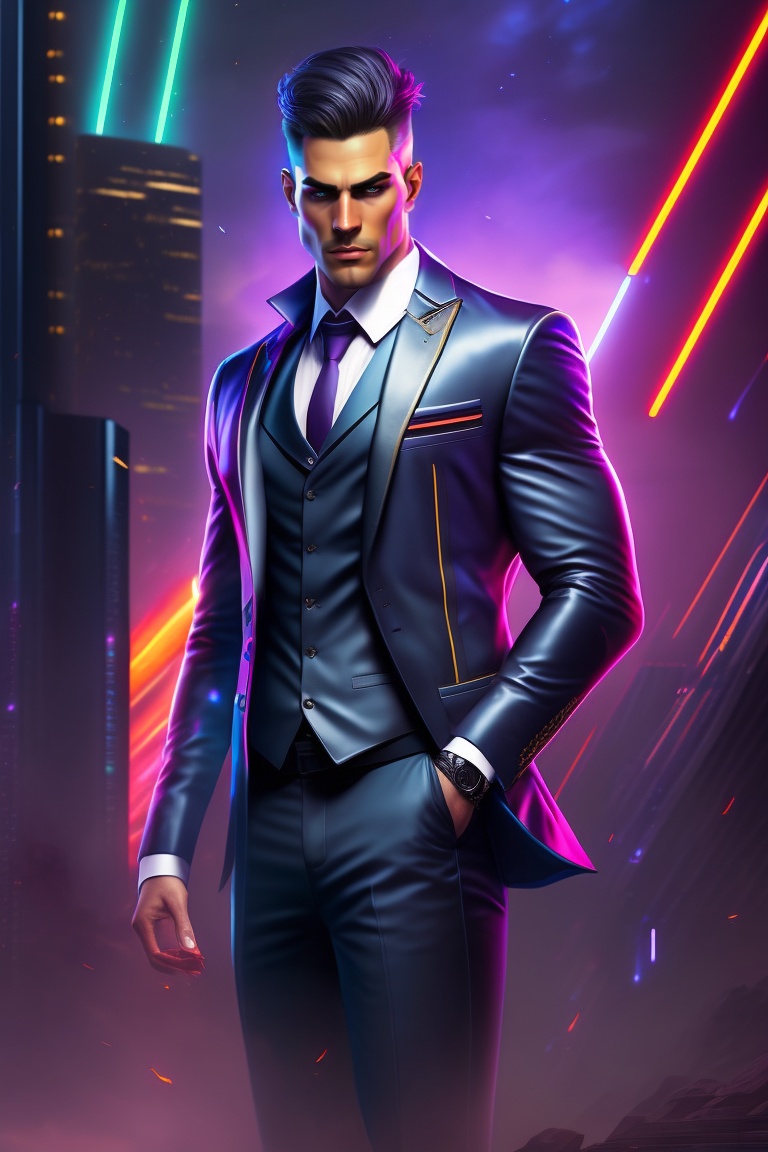 Lexica - Man in a suit, sigma, dark, cyberpunk style