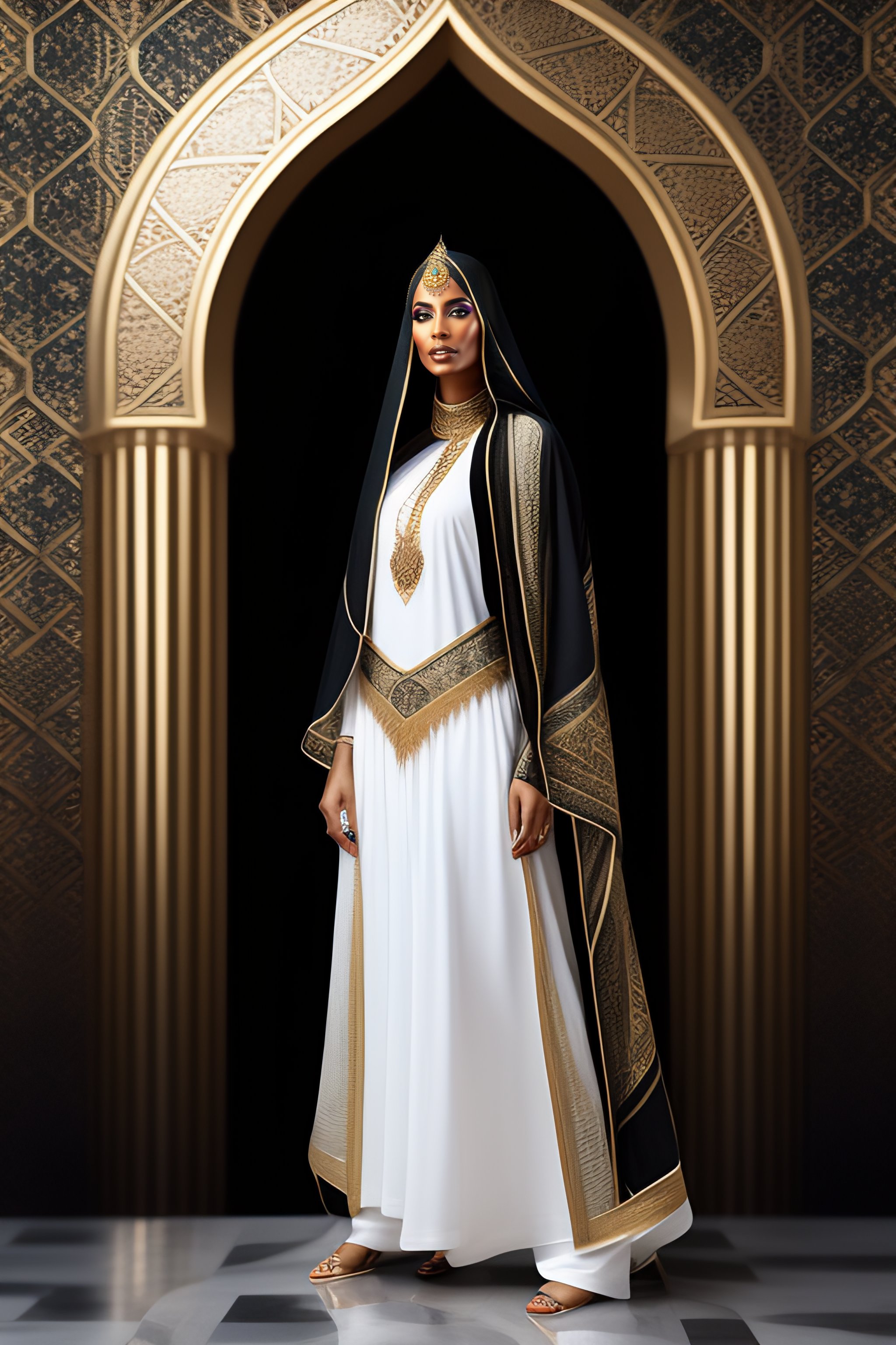 Lexica - Arabian mage white gold black clothes