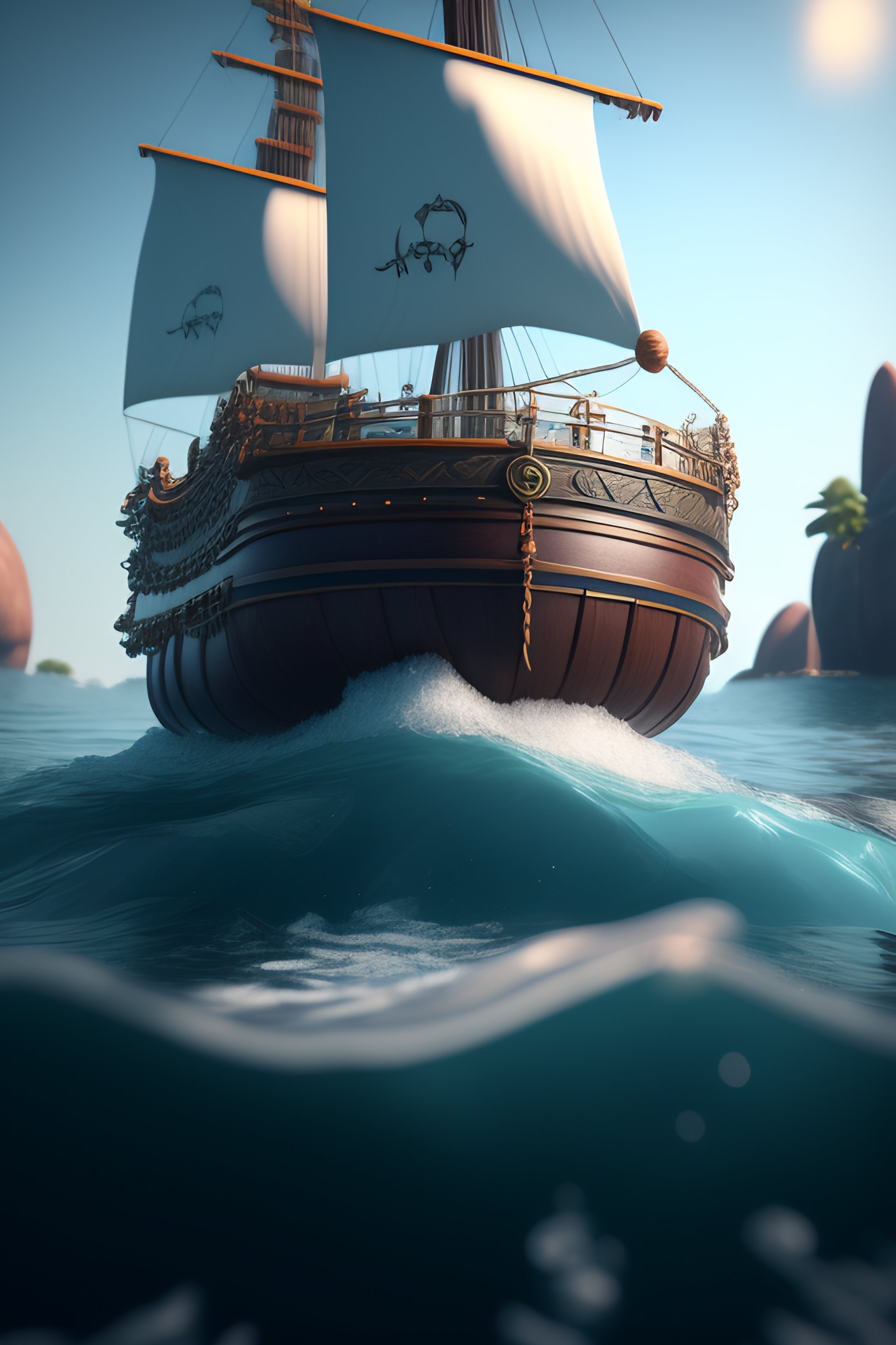 Lexica - A pirate floating smiles on a raft in the middle of the sea ...