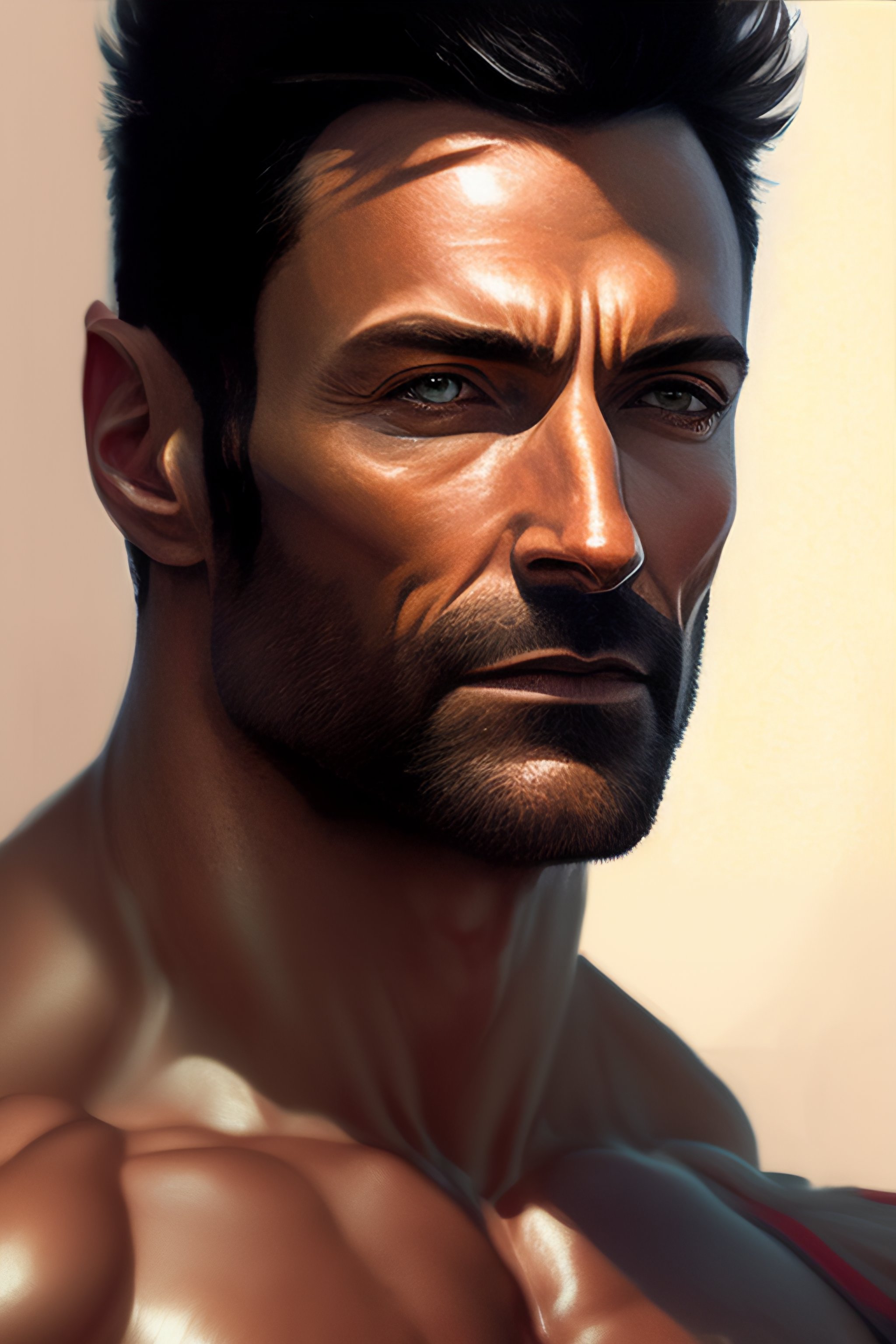 Lexica - Full body portrait of skinny muscular hugh jackman as ...