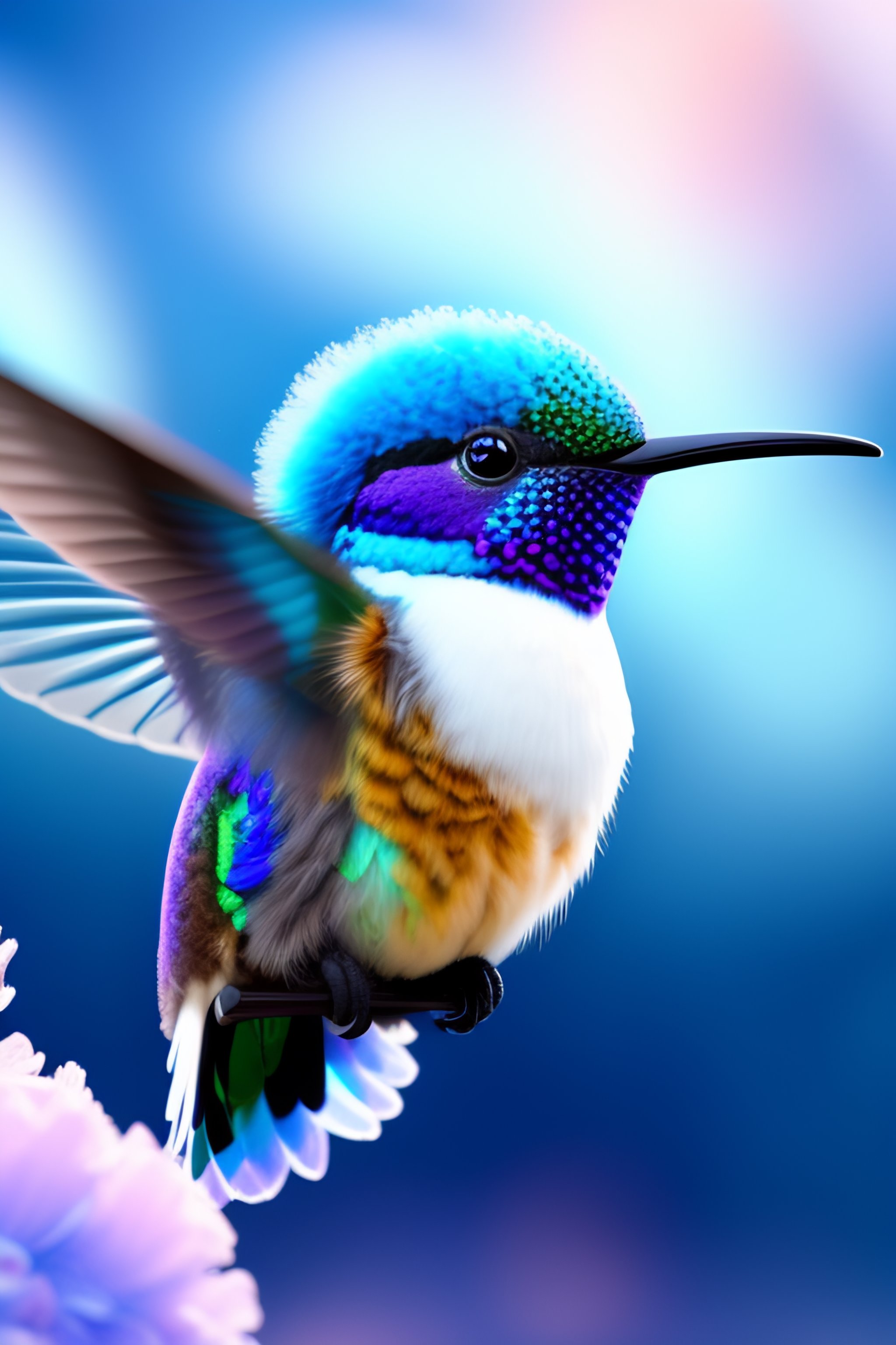 Lexica - A cute, fun-loving, fluffy cartoon hummingbird with big ...