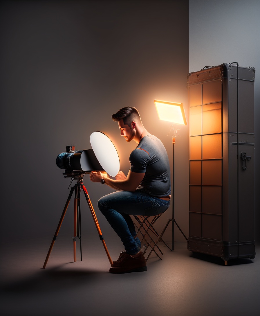 Lexica - Man working on a studio with light setup and camera, realastic ...