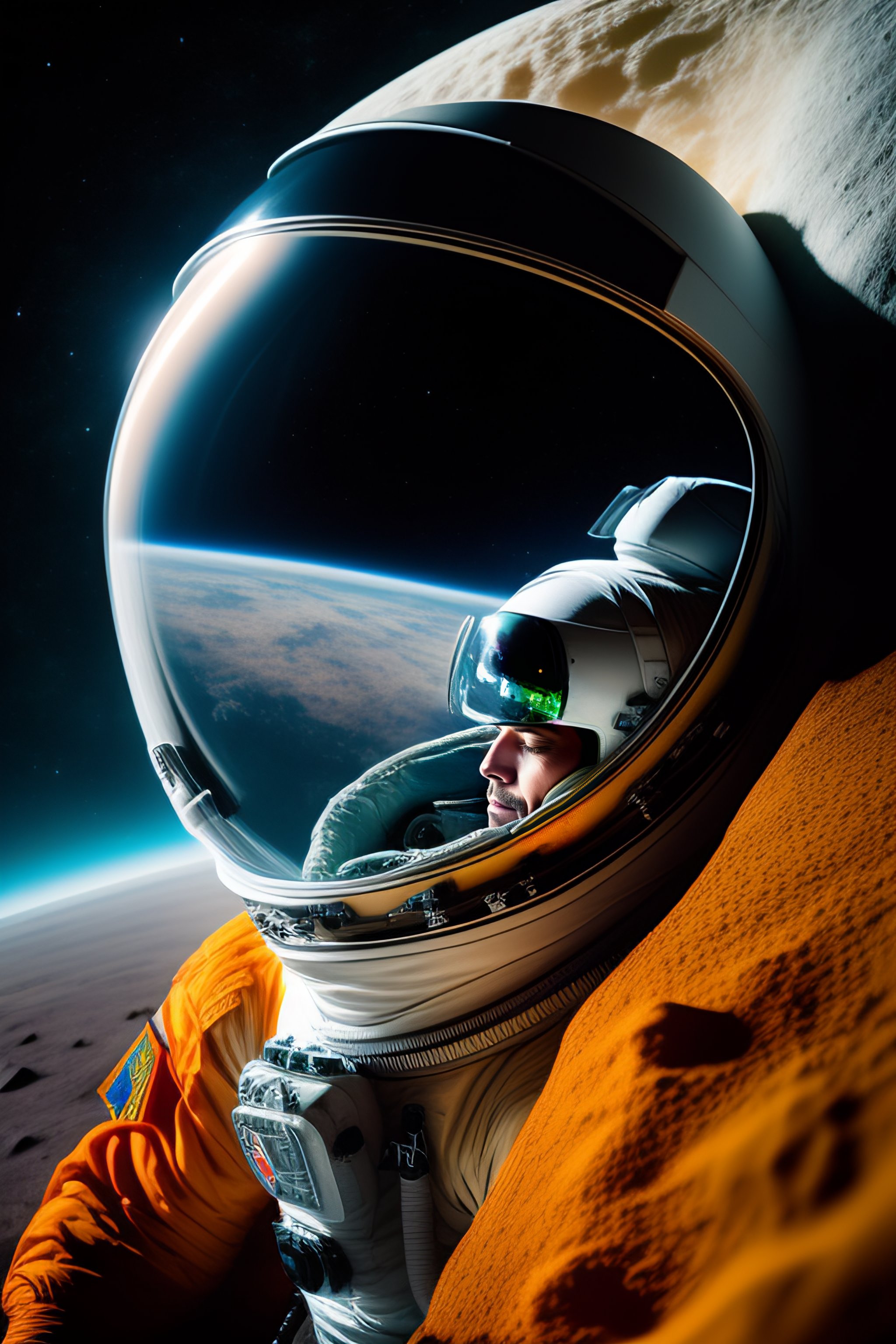 Siting Back Of Astronaut