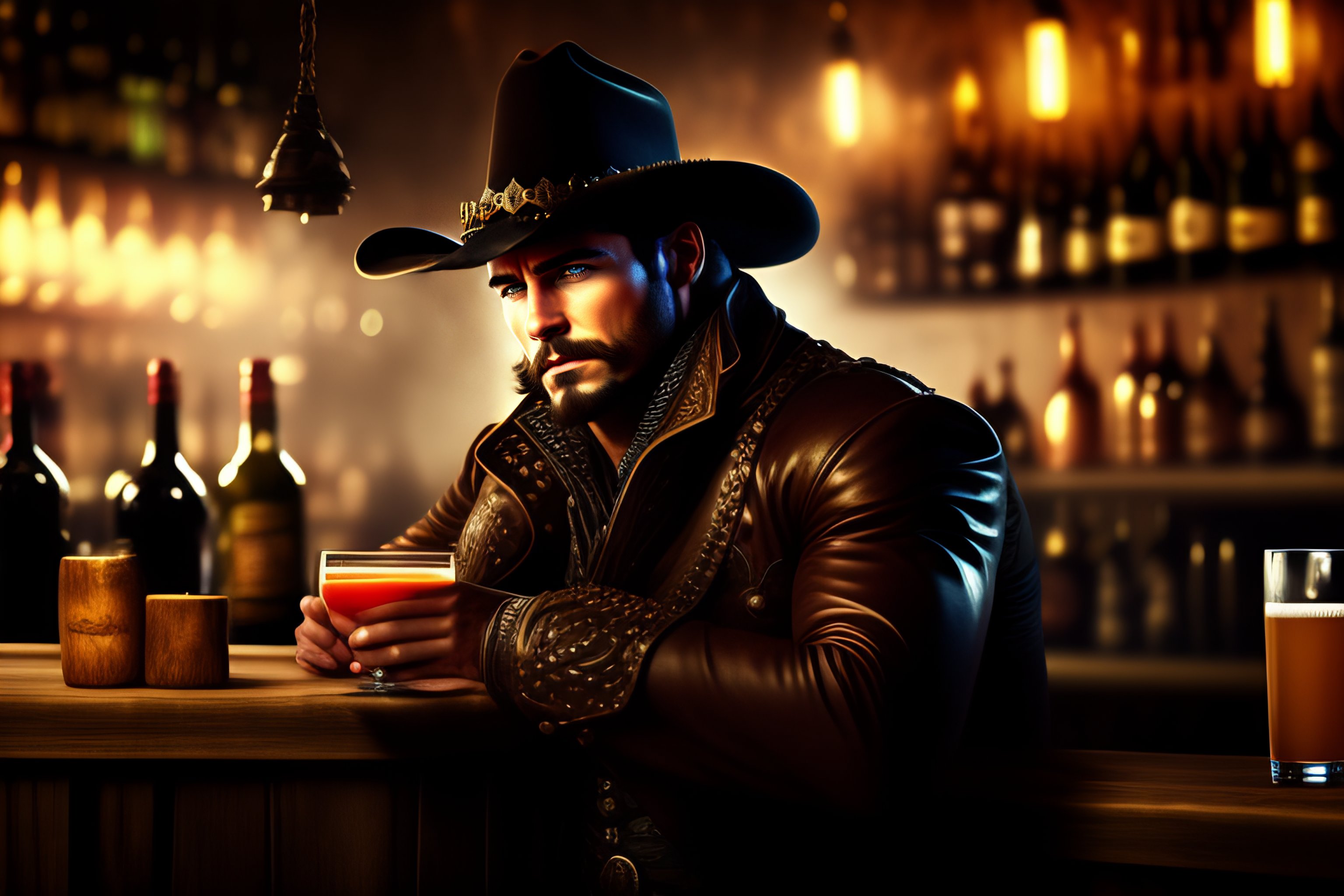 Lexica - Gothic digital art cowboy in bar