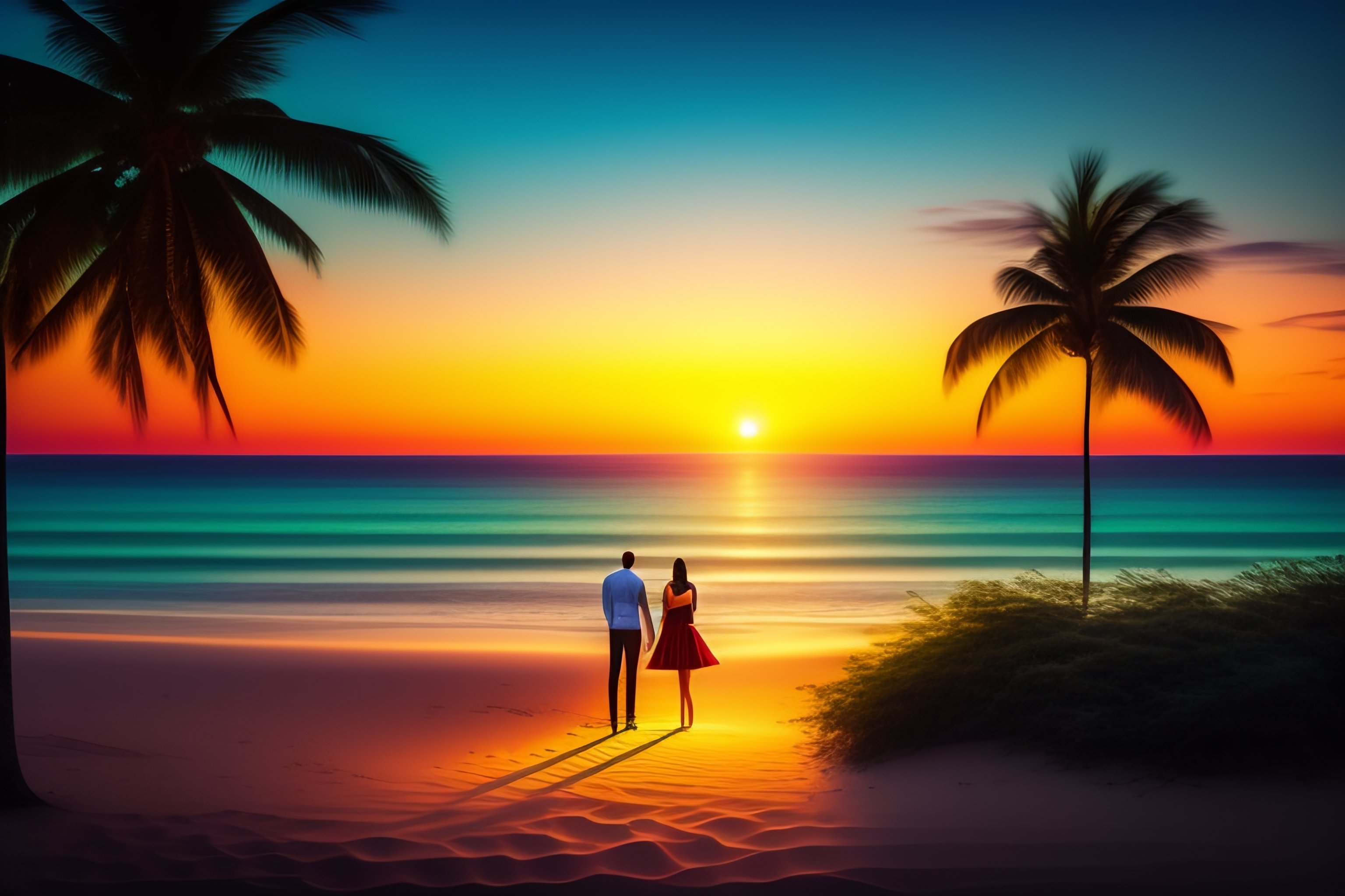 Lexica - A man and a woman having a romantic get together in a tropical ...