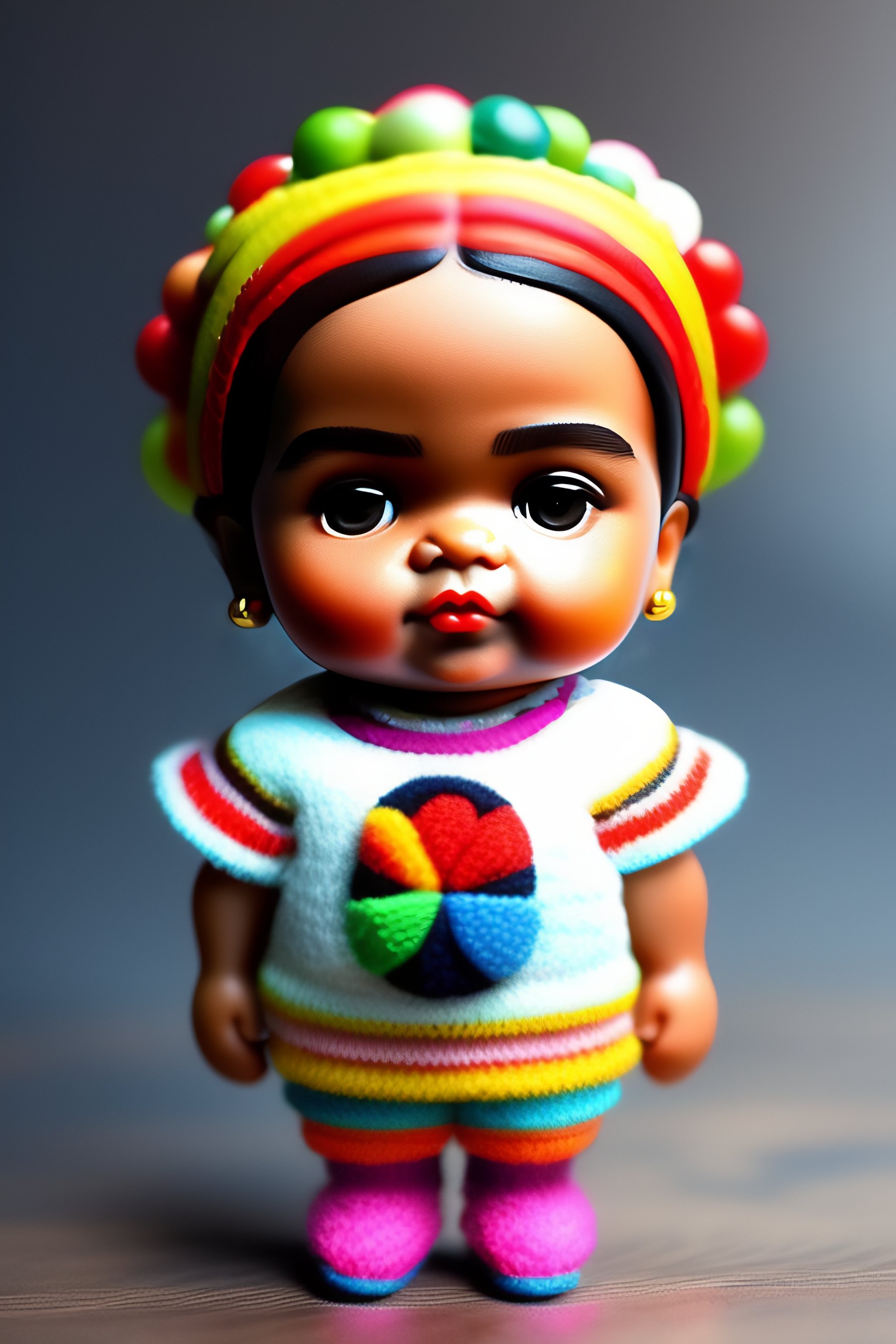 Lexica - Tiny baby Frida Kahlo, 3D, standing, centralized, funny, cute ...
