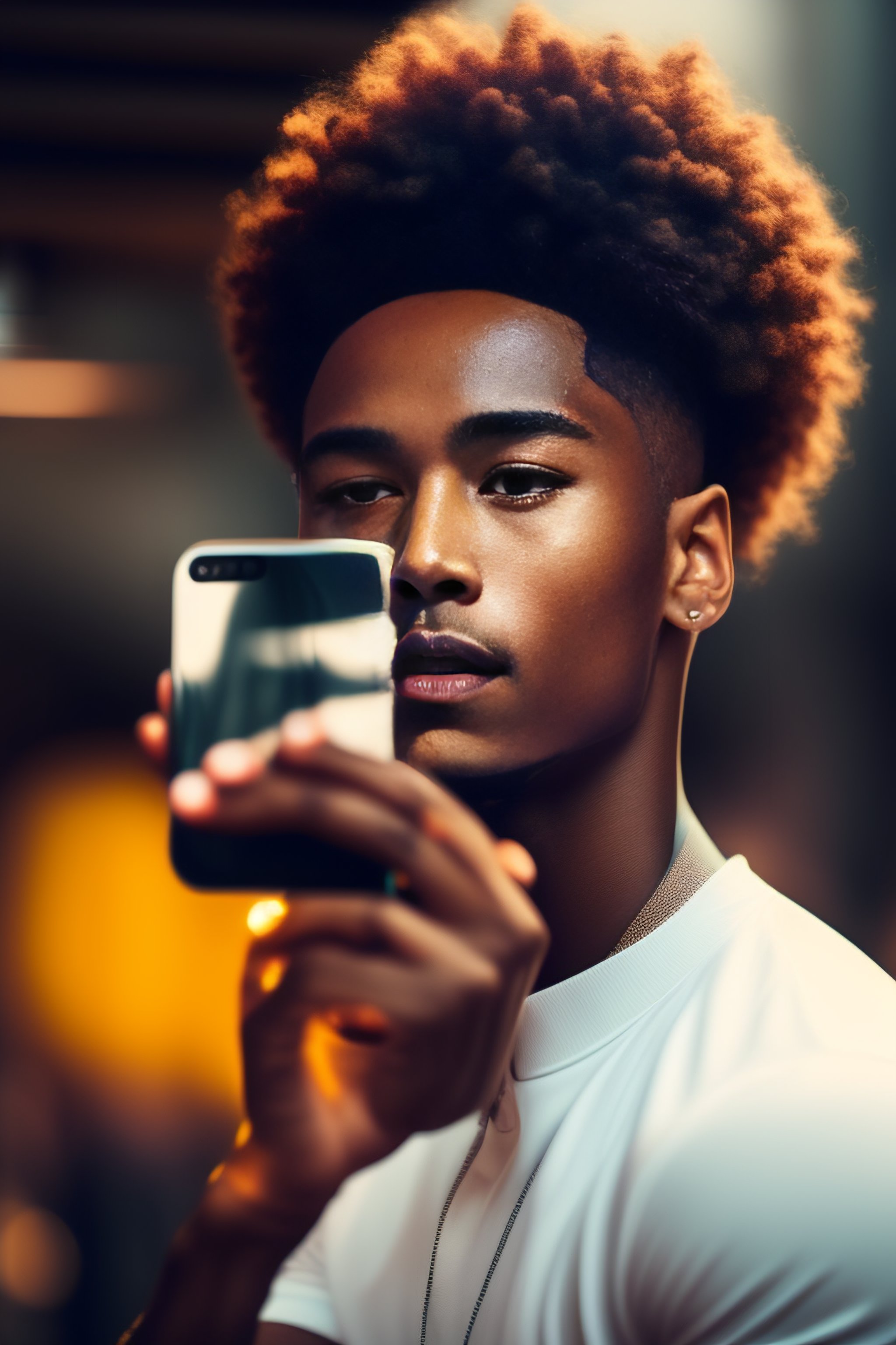 Lexica - A young man taking a selfie of himself with his iPhone