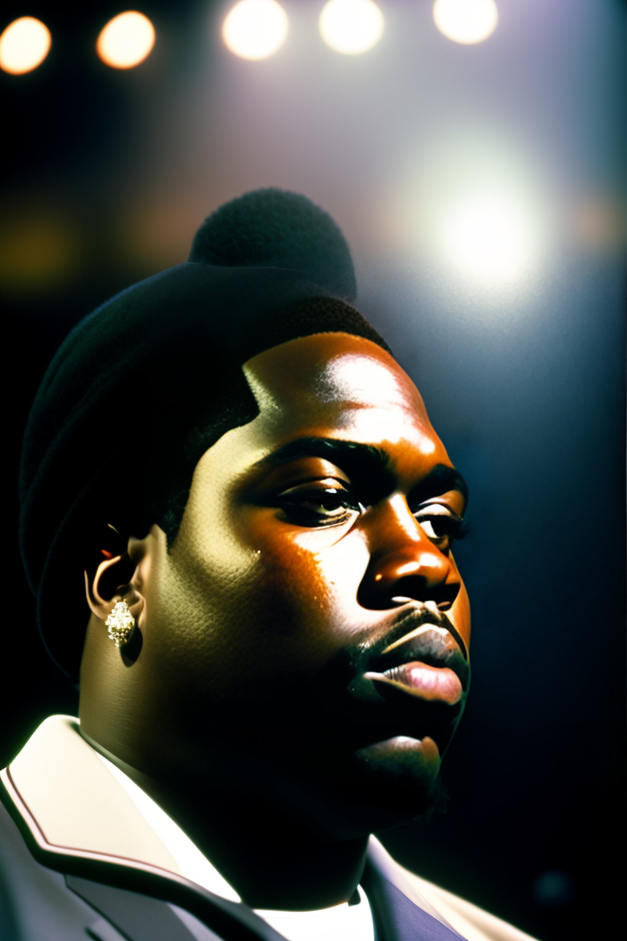 Lexica - Photograph, half body shot, portrait of the notorious b. i. g ...