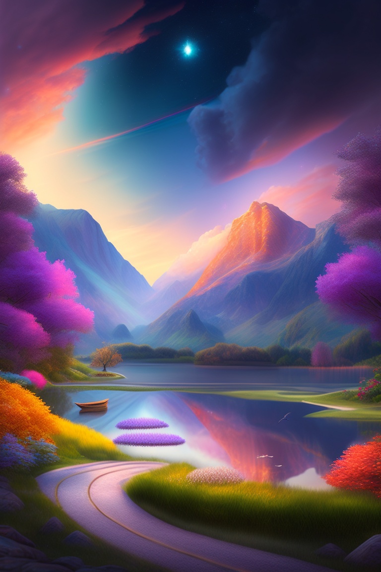 Lexica - Immerse yourself in this dreamlike landscape, let the vibrant ...