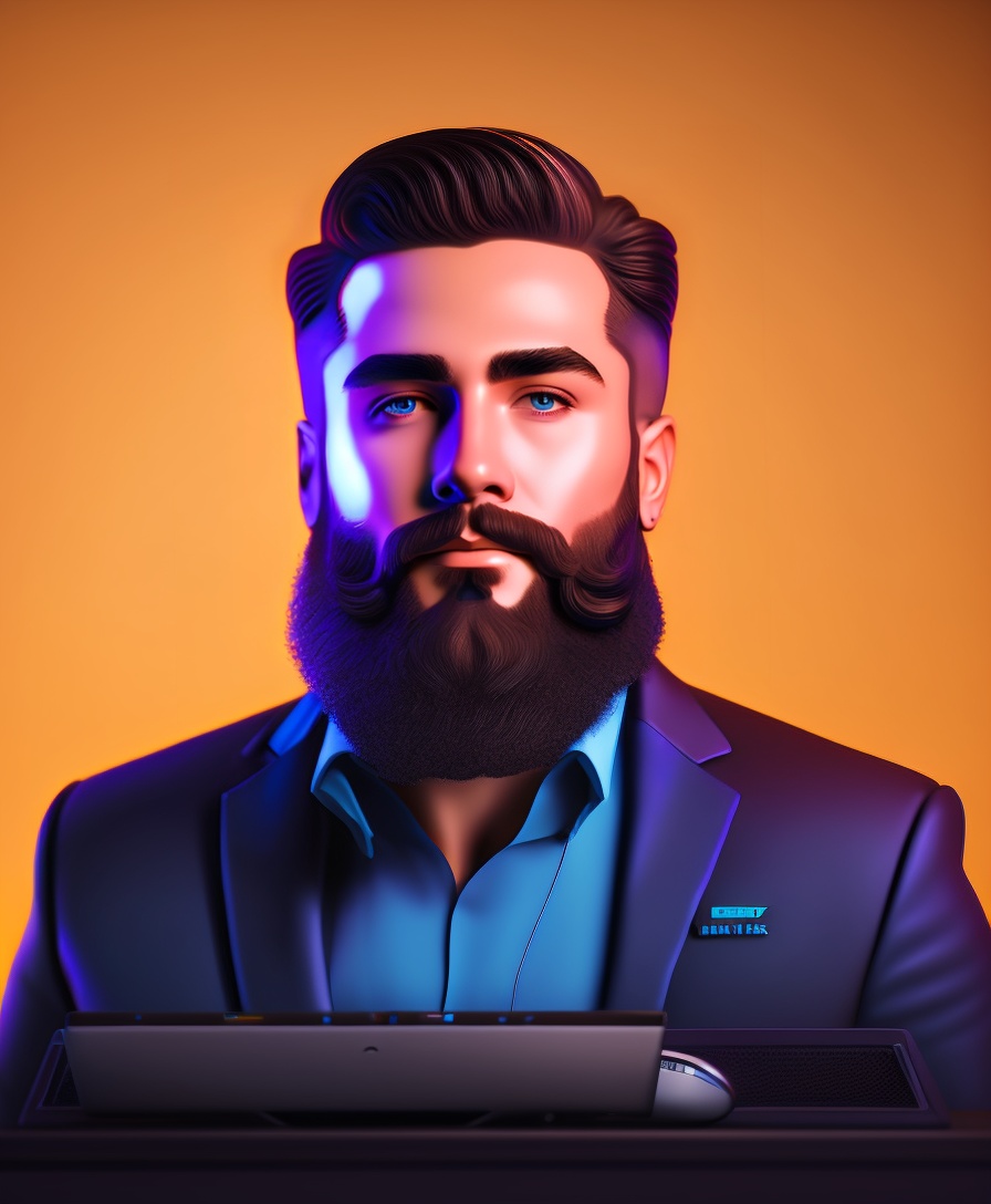 Lexica - Portrait of a little bearded men graphic designing on computer ...