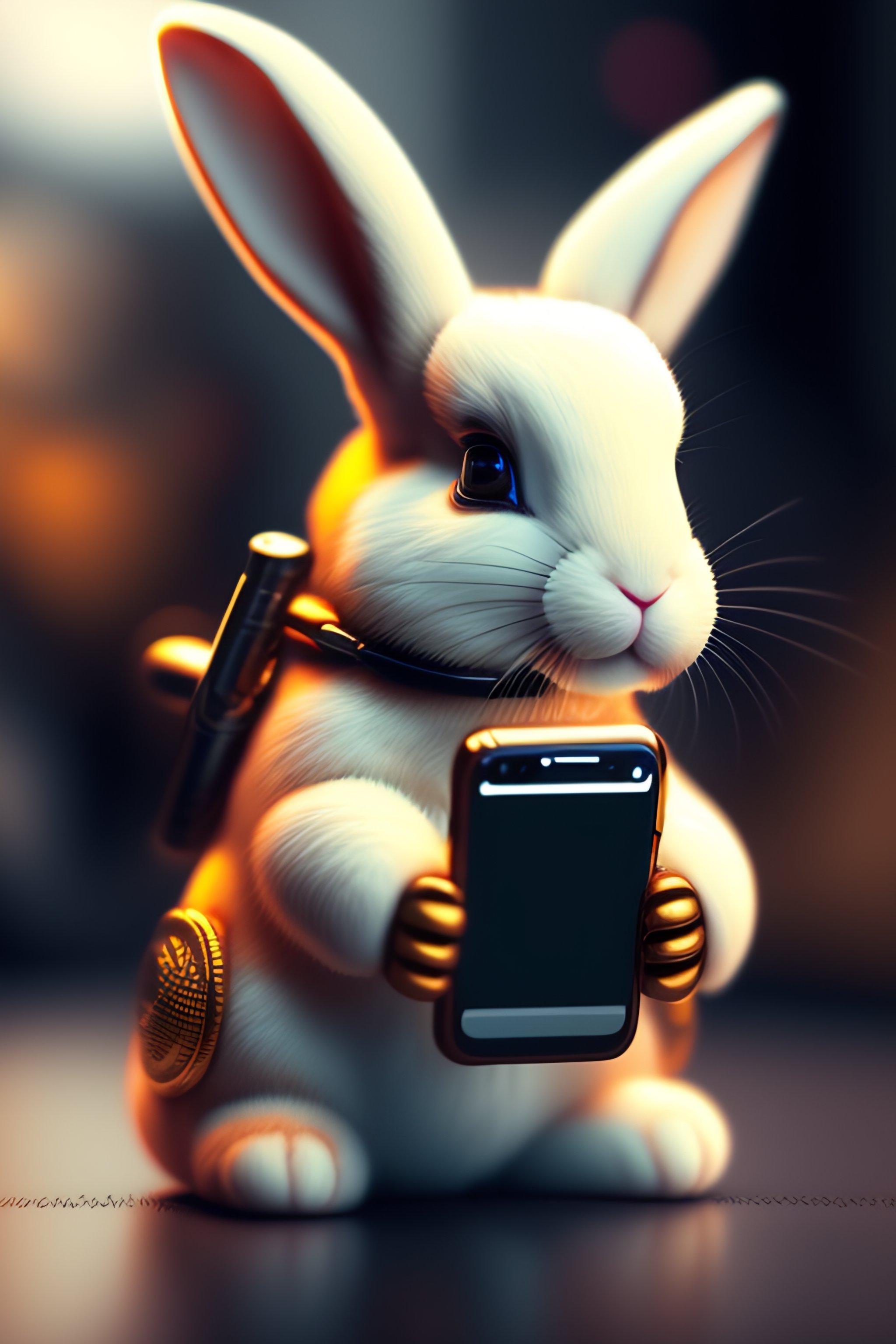 Lexica - Bunny robot working on a smartphone