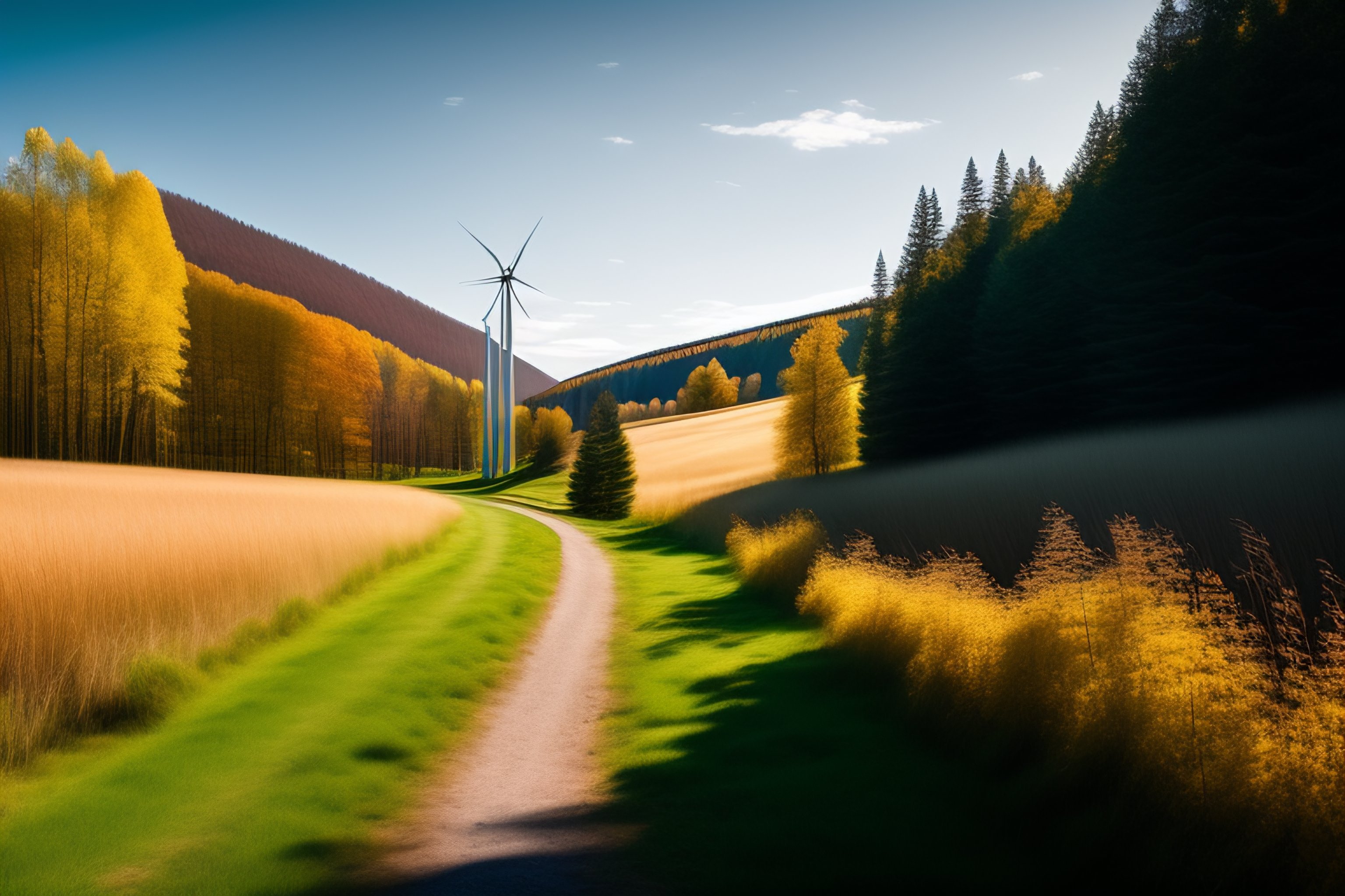 Lexica - Forest path of coarse gravel, to the right of the forest are ...