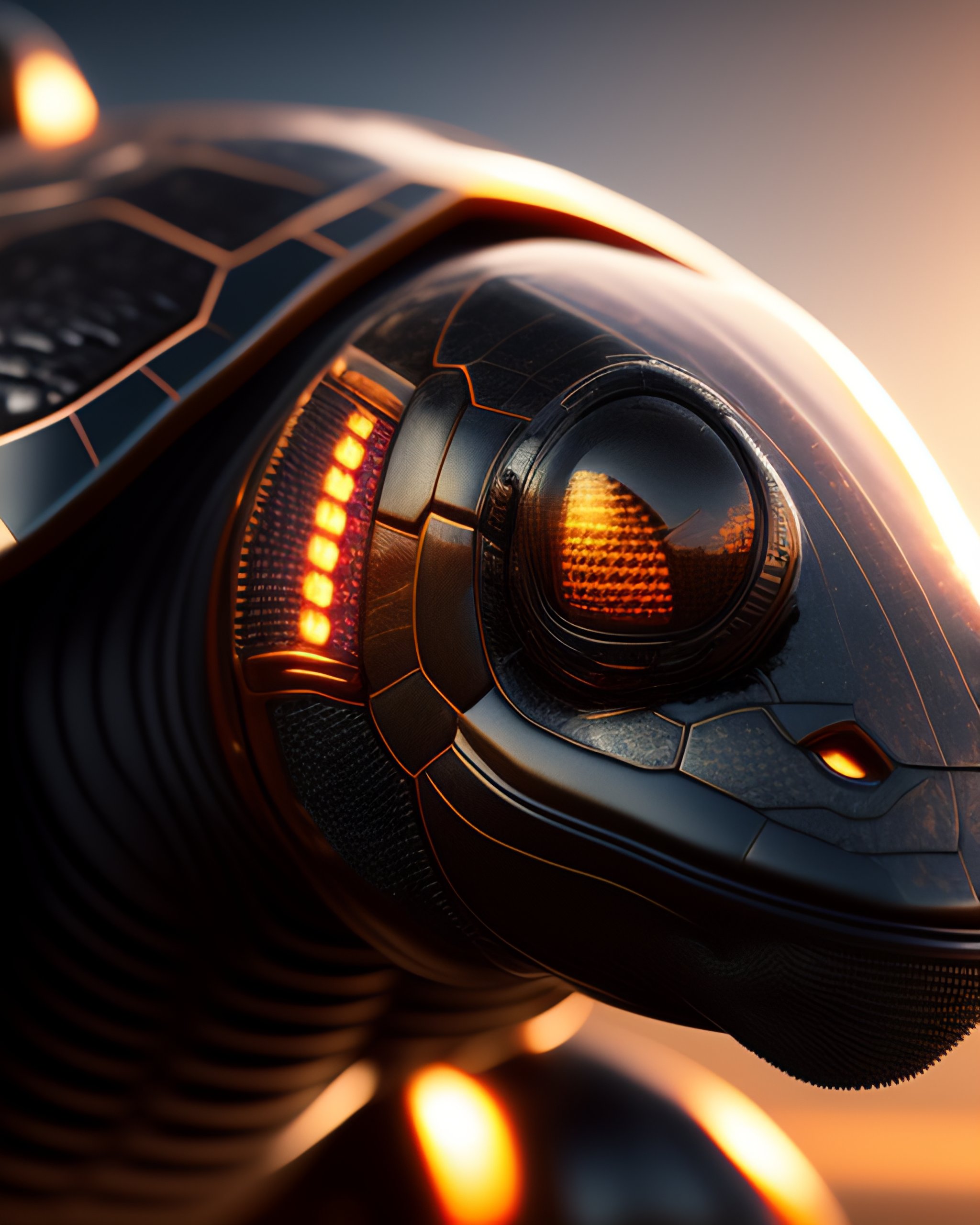 Lexica - Portrait of a cybernetic posed black turtle, wide angle lens ...