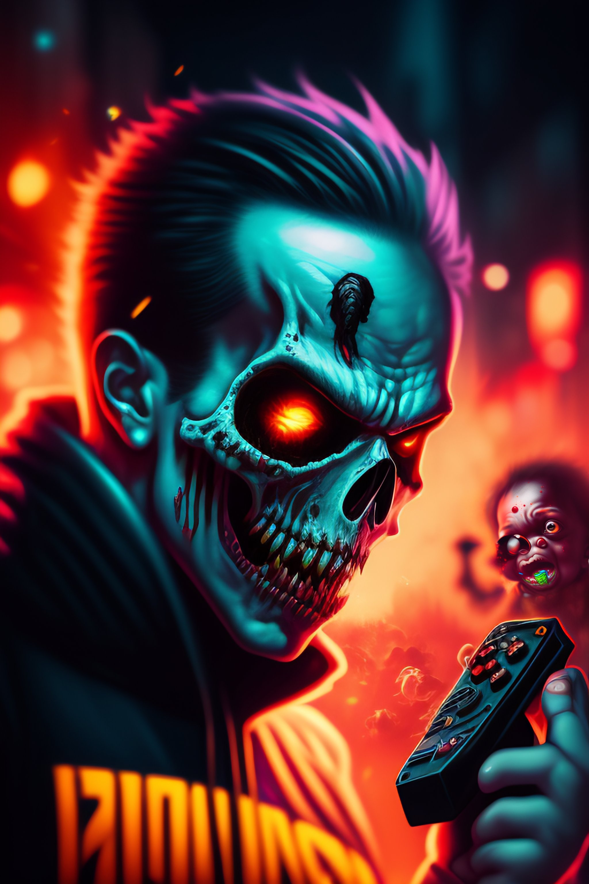 Lexica - An intense action full length portrait of cute zombie reaching ...