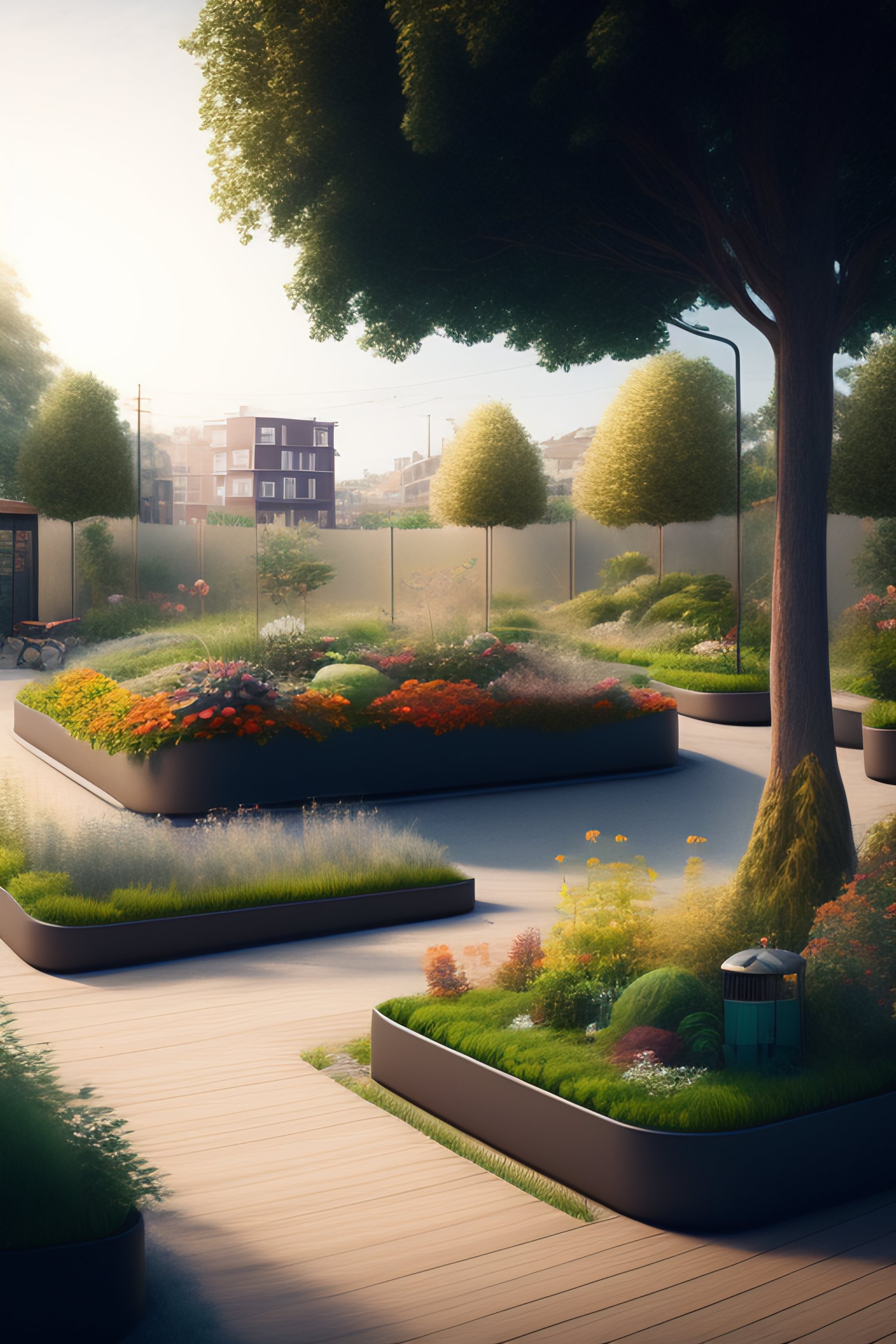 Lexica - Photo realistic neighbourhood organic community garden in a ...