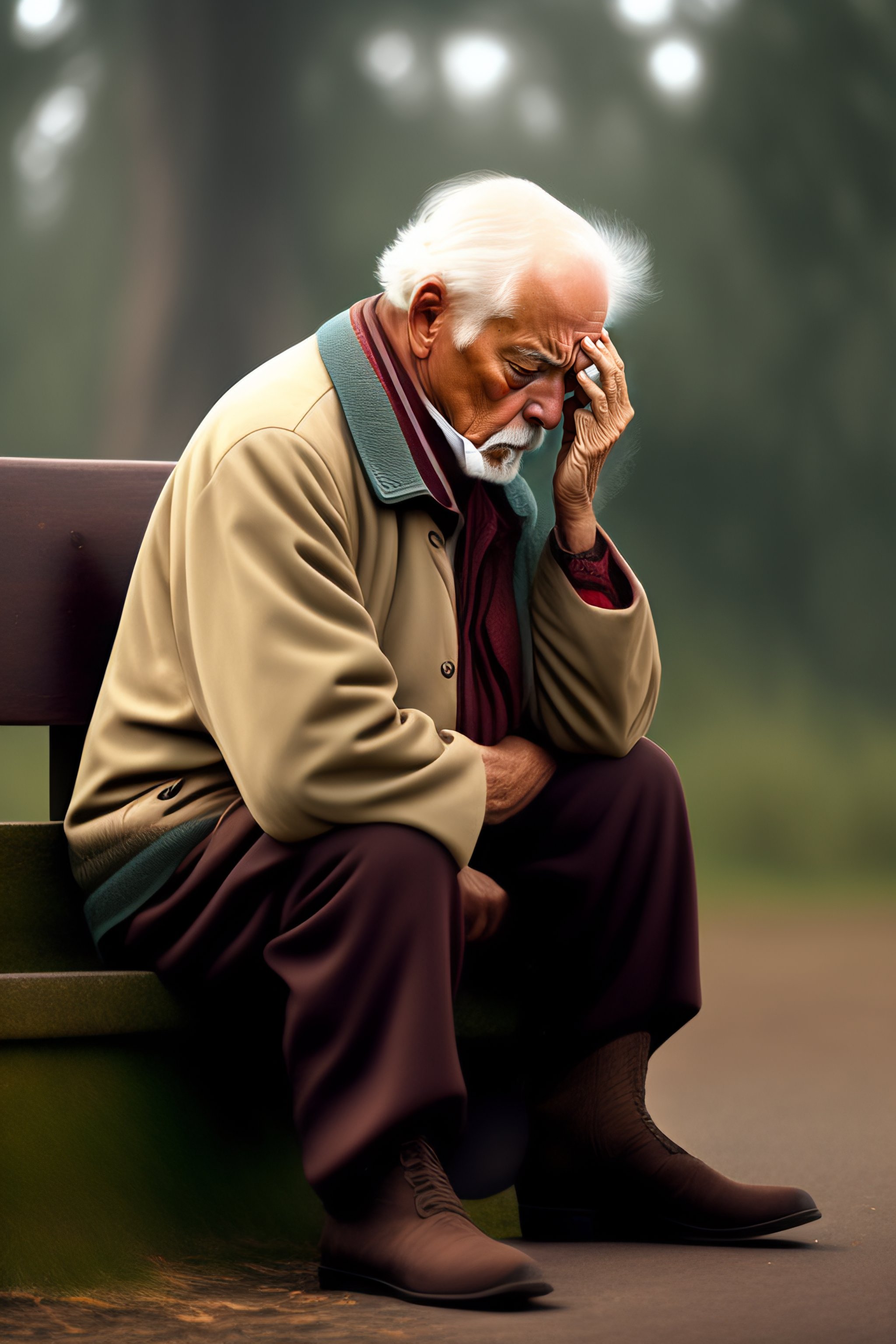 Lexica - Sad crying old man