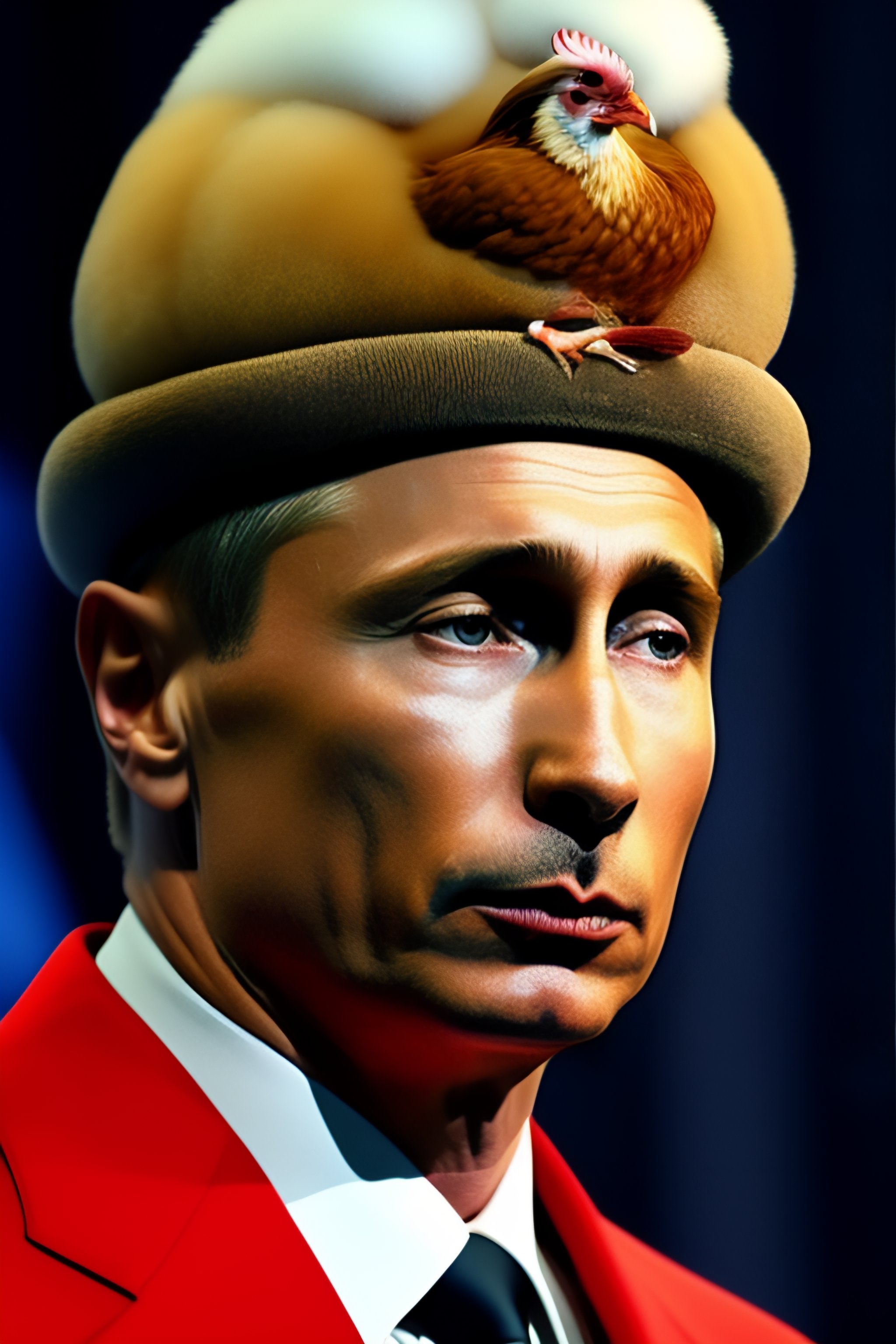 Lexica - Putin who has chicken on his head