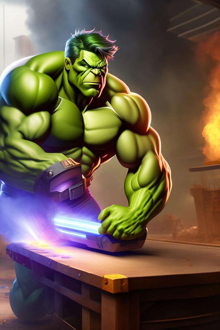 Lexica - Hulk is working on a construction project, shouldering the ...