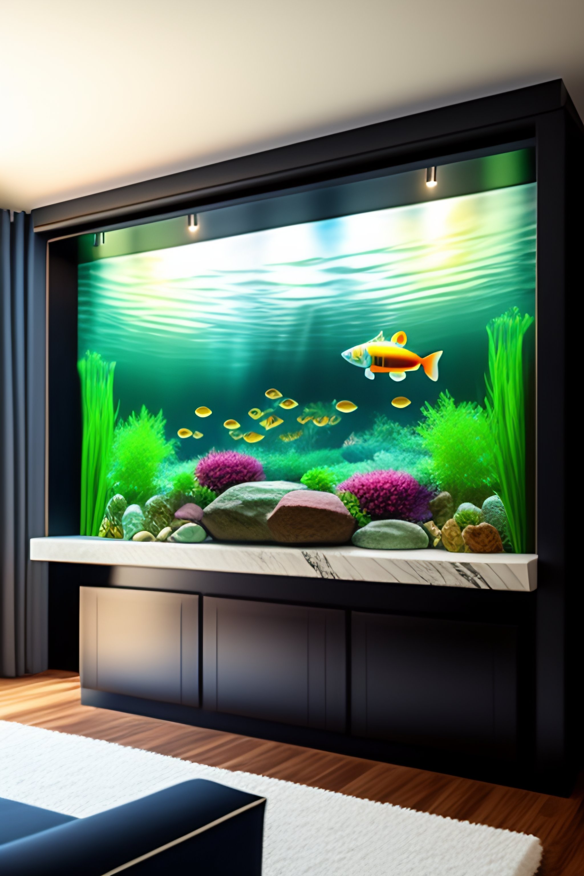 Lexica - Photorealistic aquarium in interior room