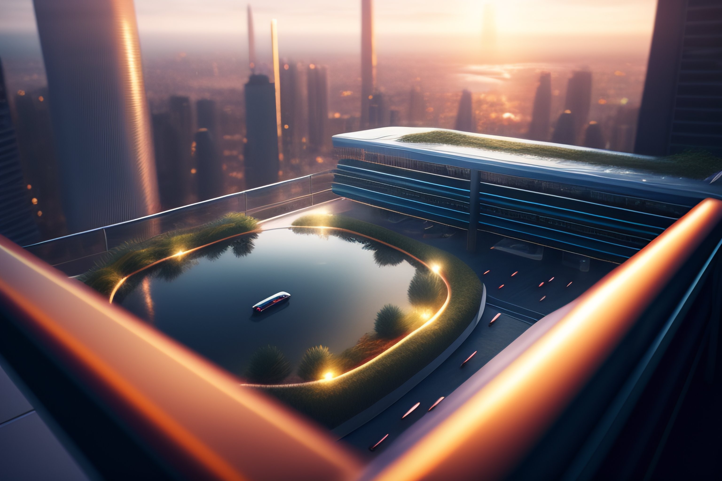 Lexica - Movie stage on the roof of a skyscraper, artstation, floor ...