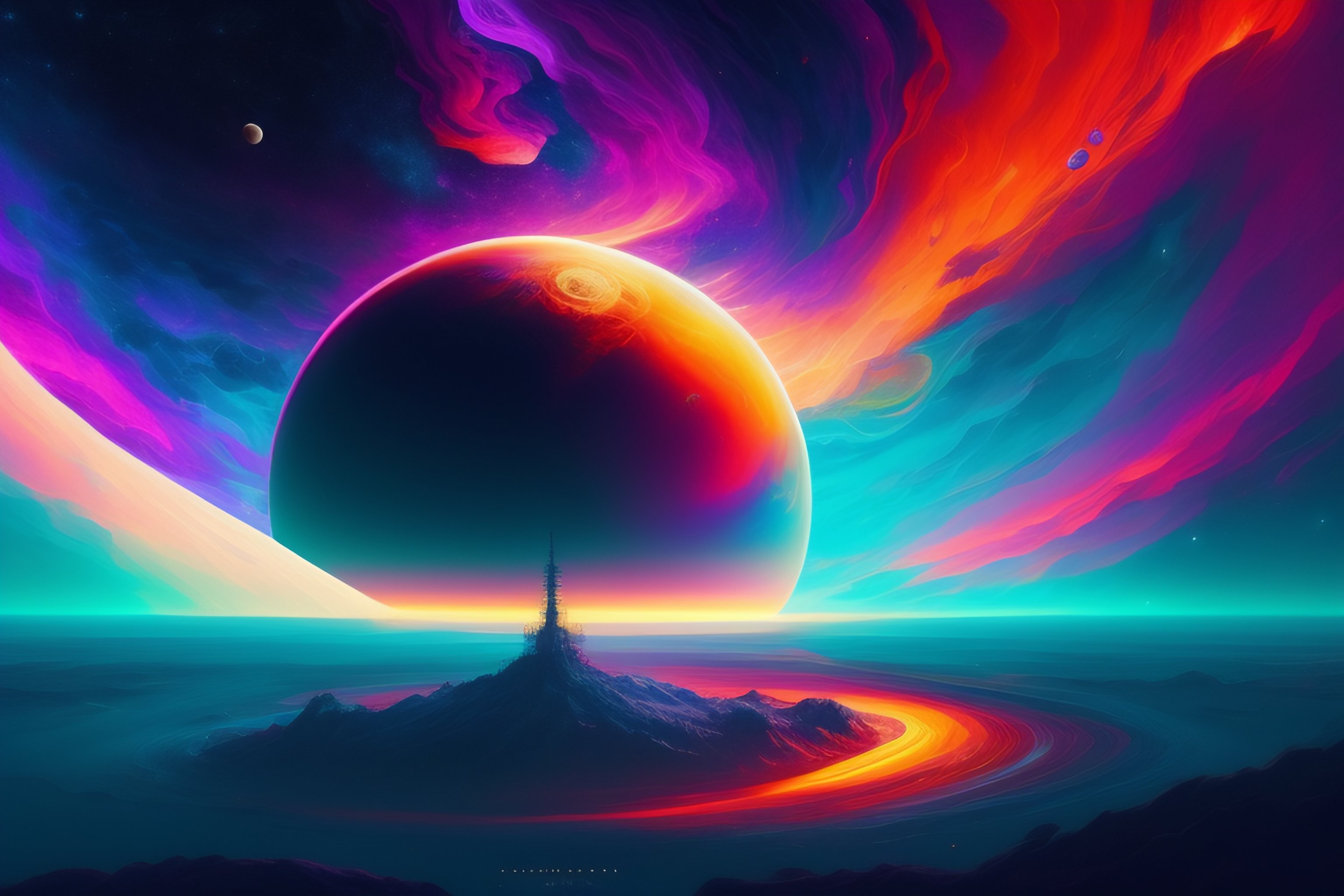 Lexica - Cosmos orbit world within a world, highly saturated colors ...