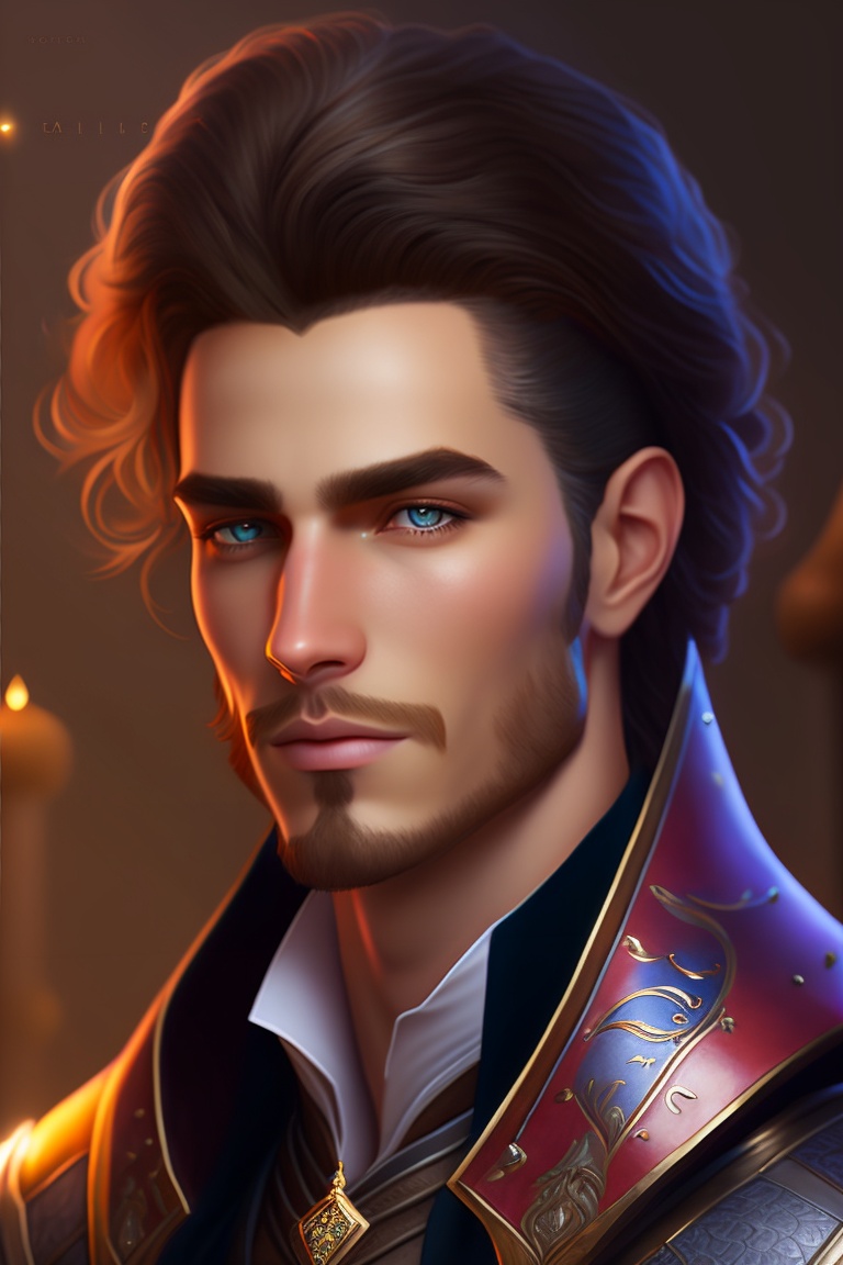 Lexica - Male bard fantasy, symmetrical beautiful, portrait, trending ...