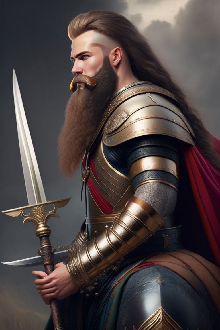 Lexica - A man with a long beard, dressed like a warrior sitting on a ...