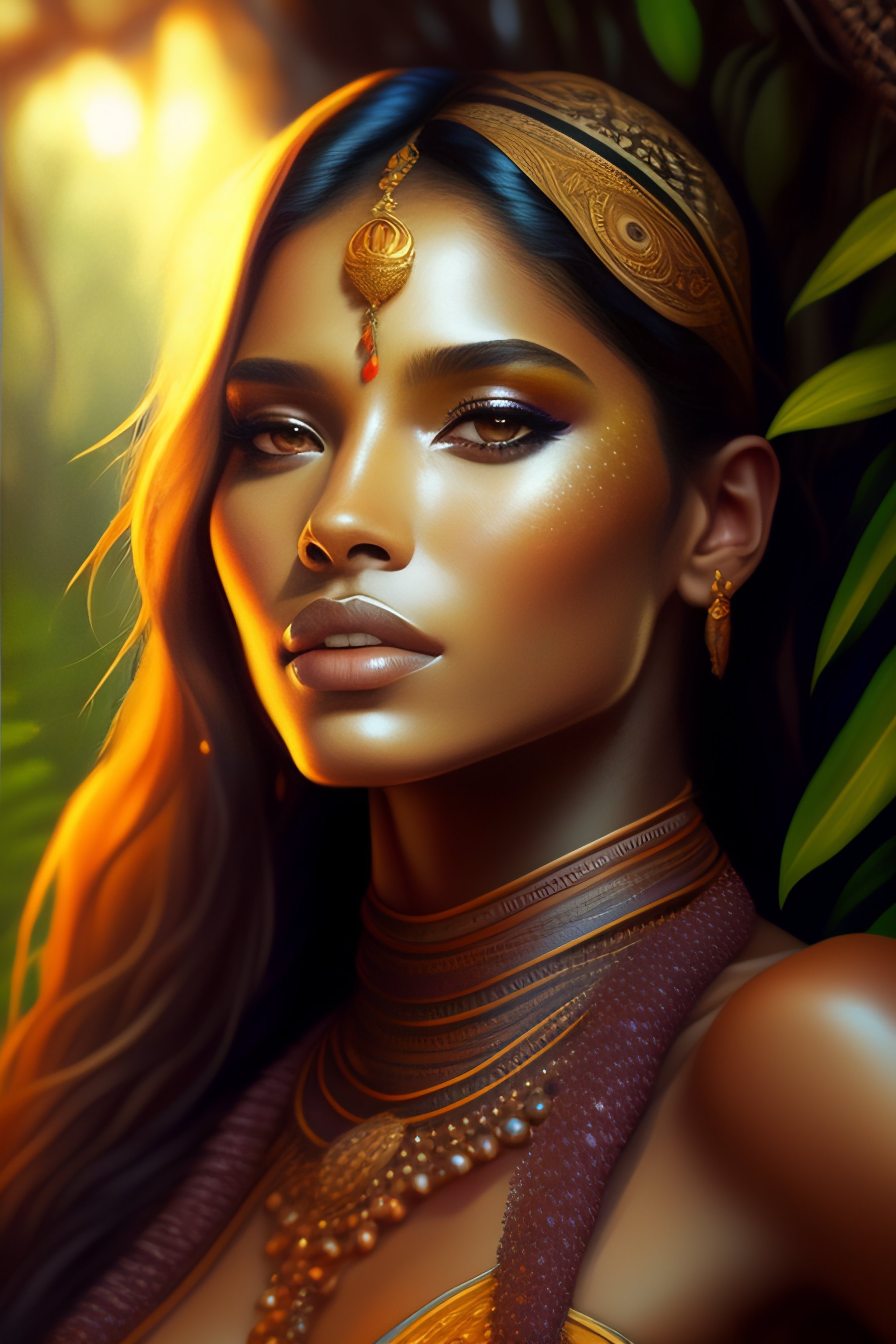 Lexica - Beautiful portrait of an attractive jungle girl, cheeta print ...