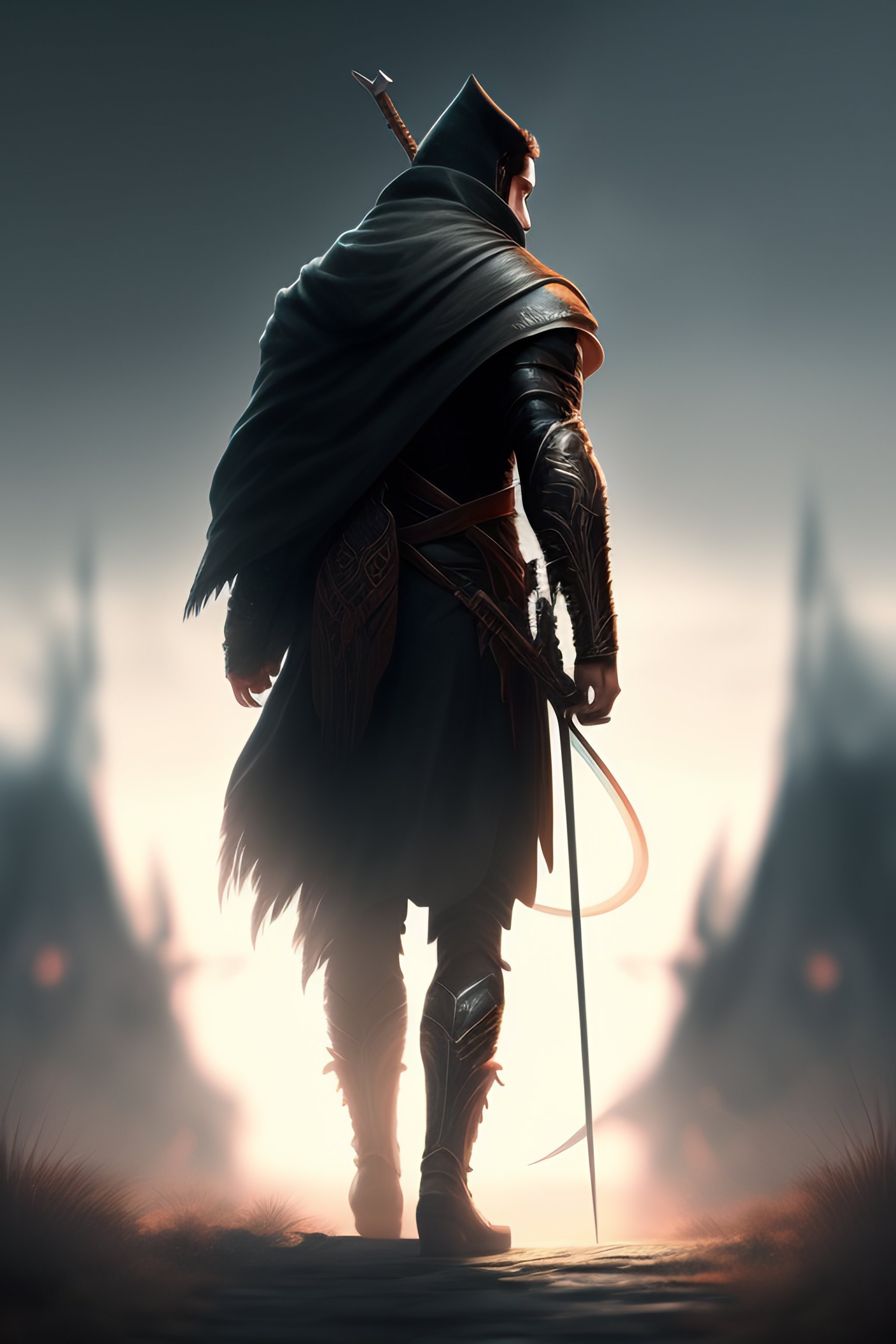 Lexica - A faceless hunter holding a bow, cinematic and atmospheric ...