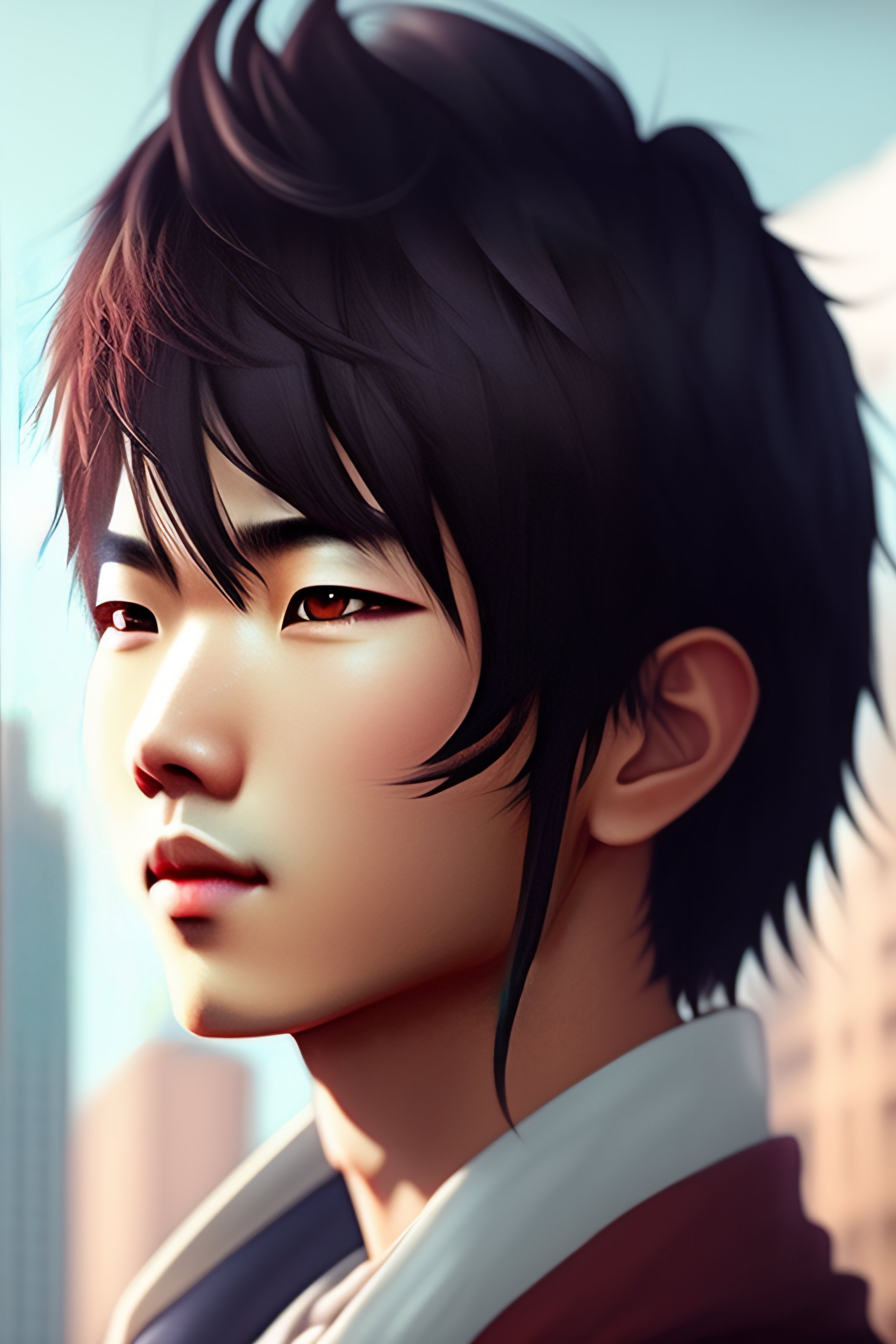 Lexica - Portrait of a 20-year-old asian men comma black hair anime ...