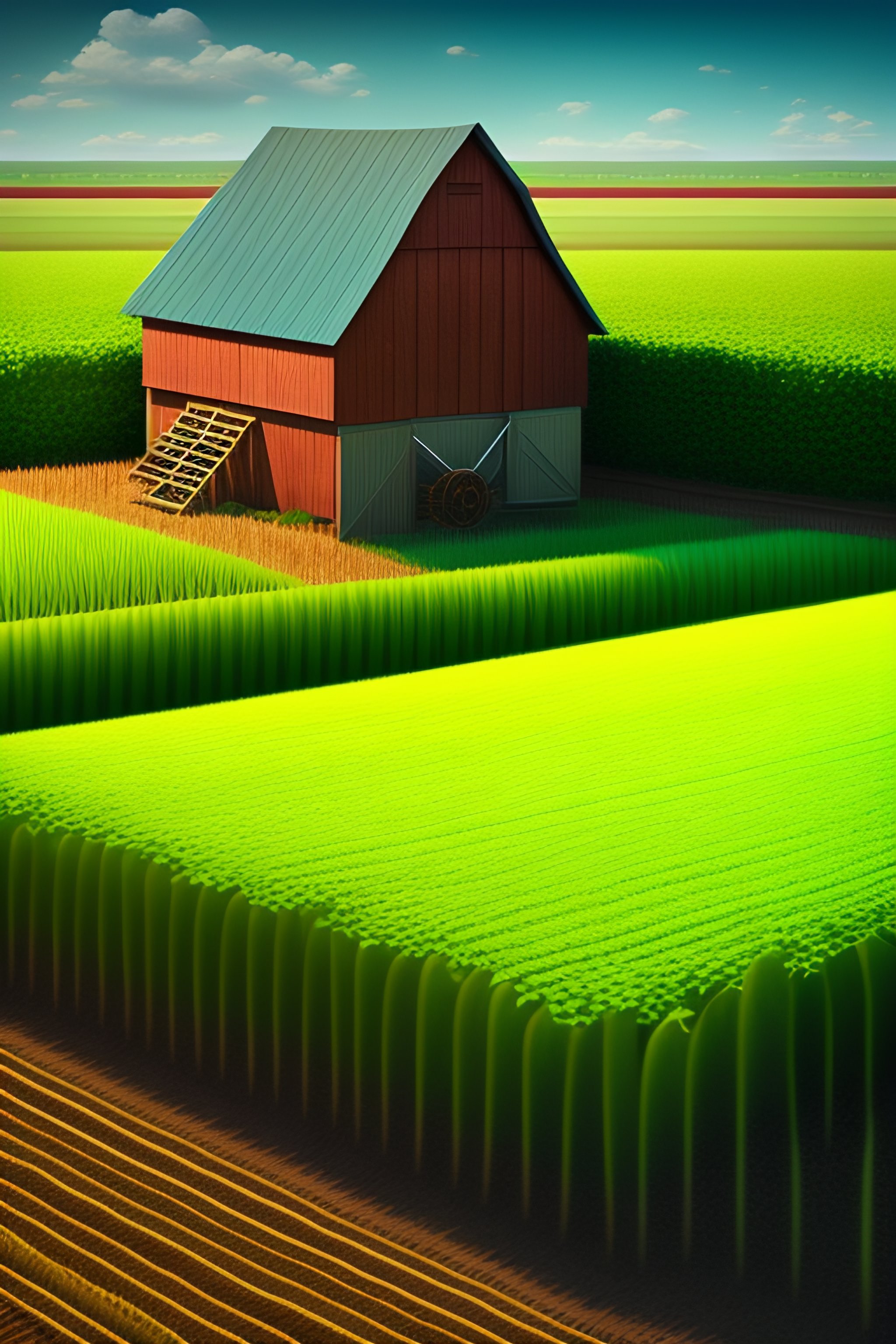 Lexica - Farmer growing crops in the field realistic