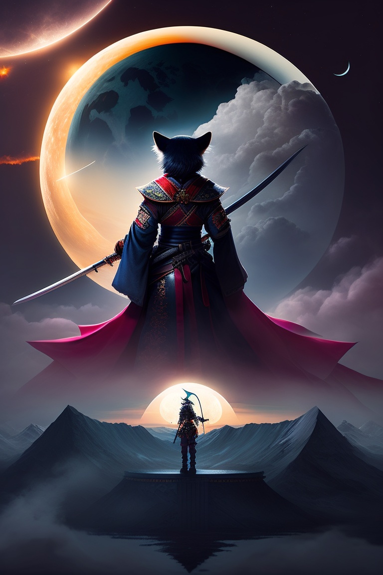 Lexica - Samurai, neko, moon, samurai, dark, brutal