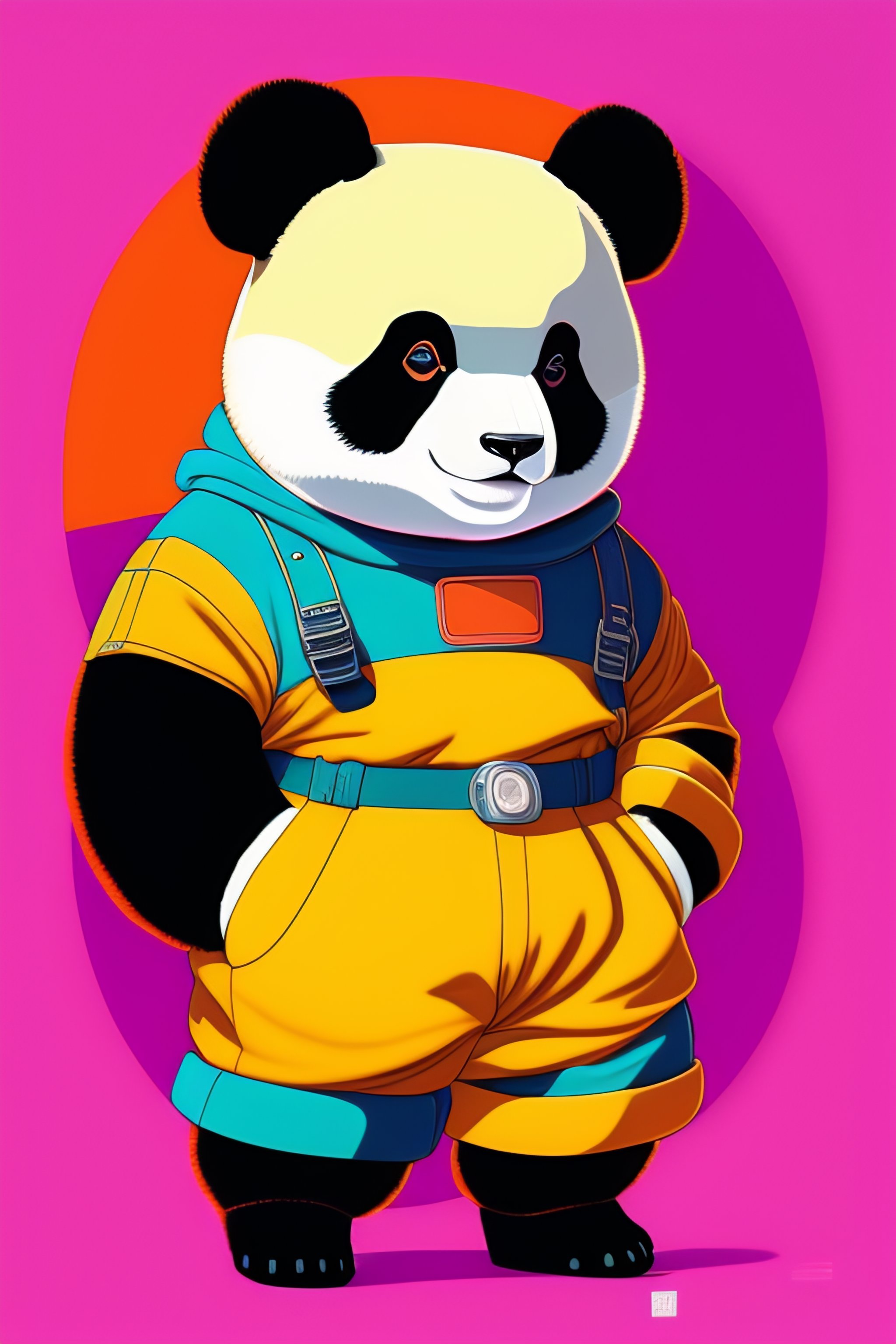 Lexica - 60s cartoon style photo of a Panda bear wearing underground ...
