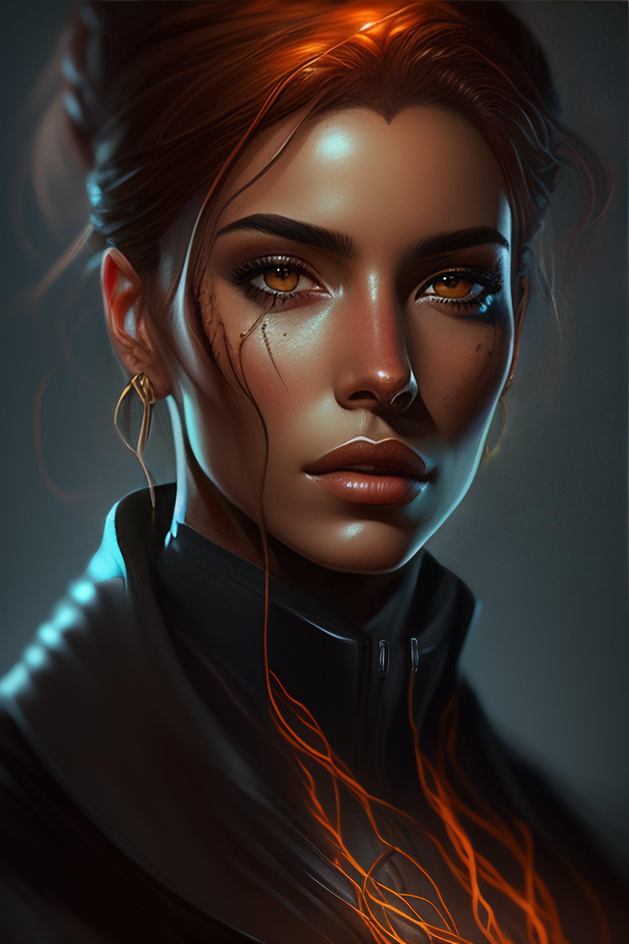 Lexica - Portrait of a dark ghost, copper wires, visible scars and ...