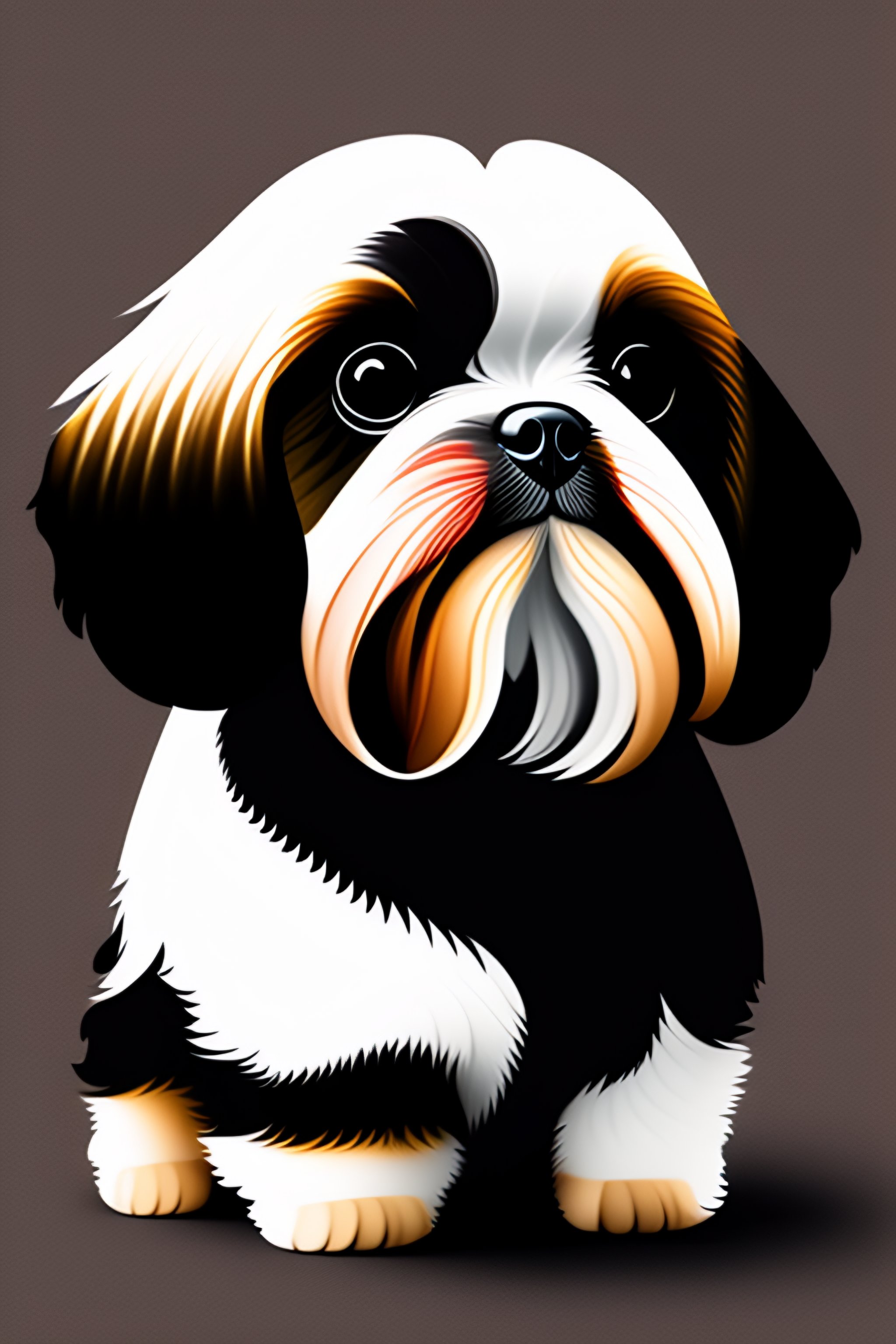 Lexica - Modern minimalist illustration, 2d lines, of a cute shih tzu dog barking