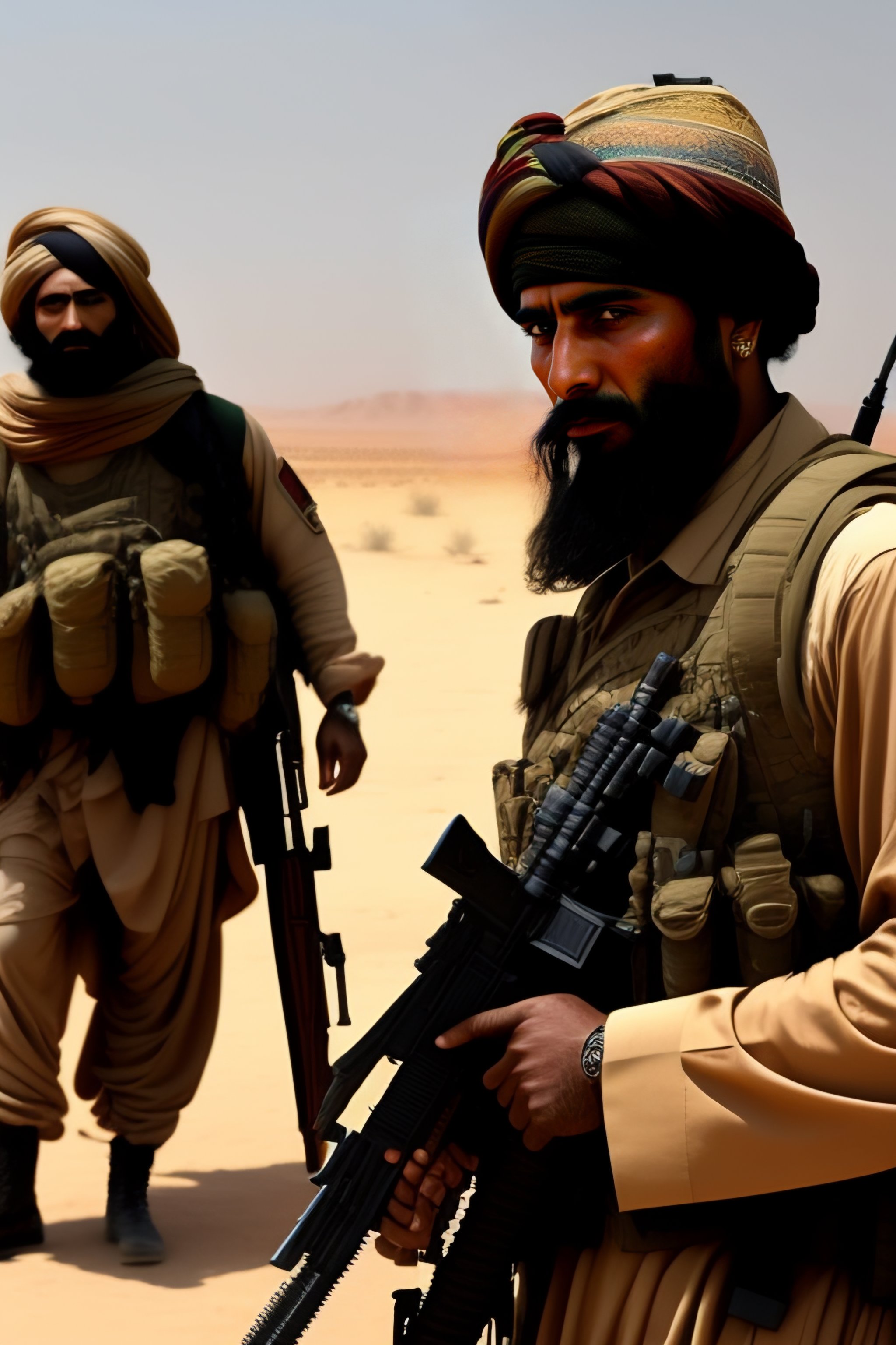 Lexica - Afghan taliban wearing traditional clothes standing next to a ...