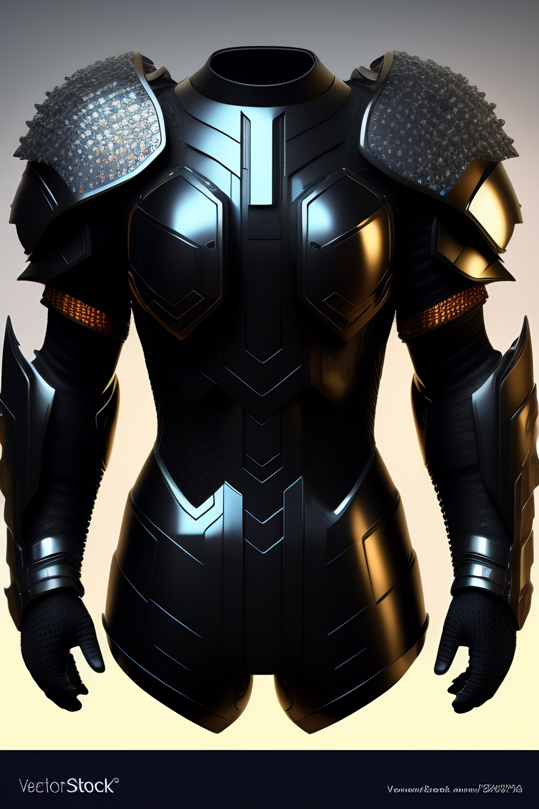 Lexica - Cyberpunk armour made of black titanium and some crystal ...