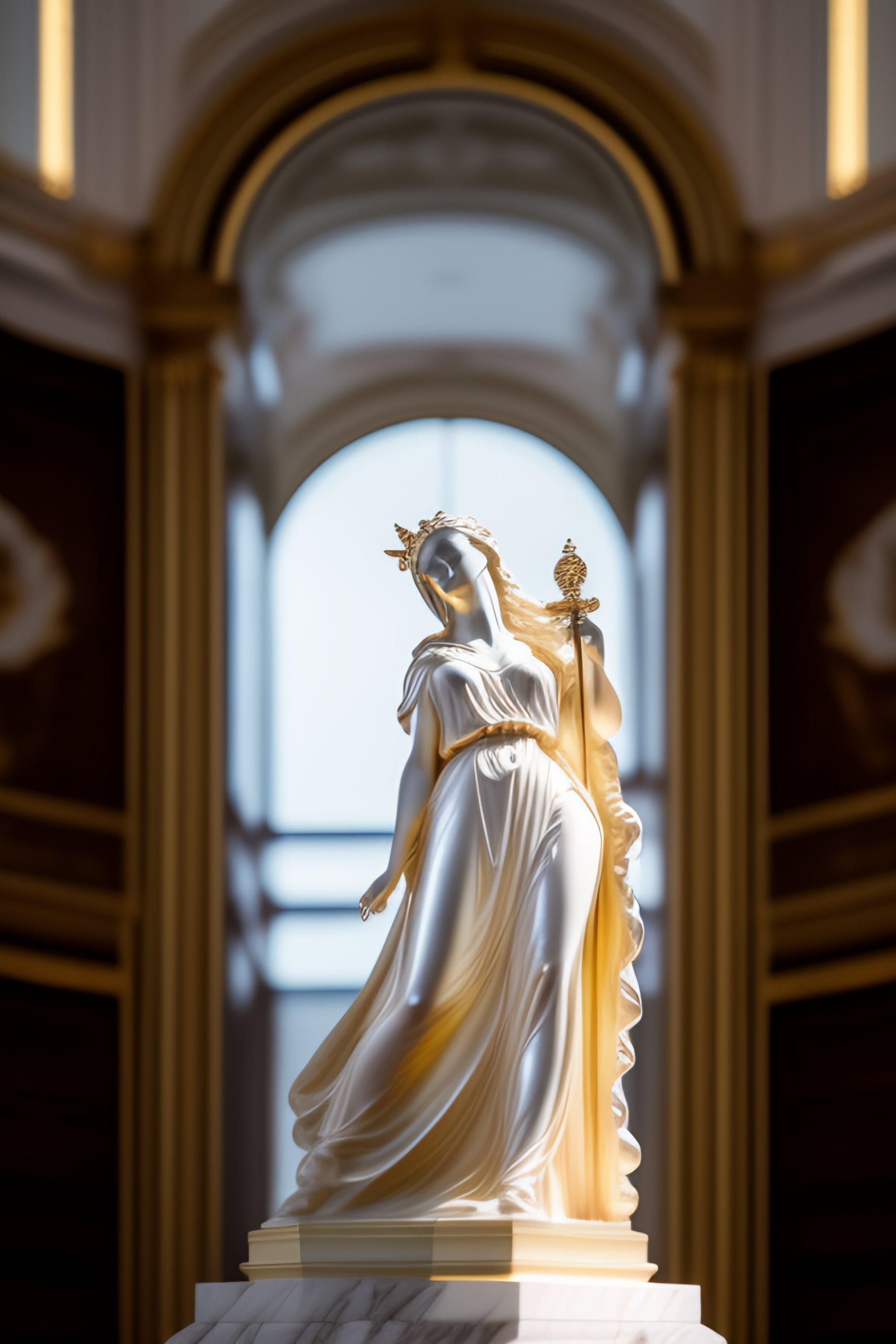Lexica - Photo of a bronze statue of mercy, gleaming, reflections ...
