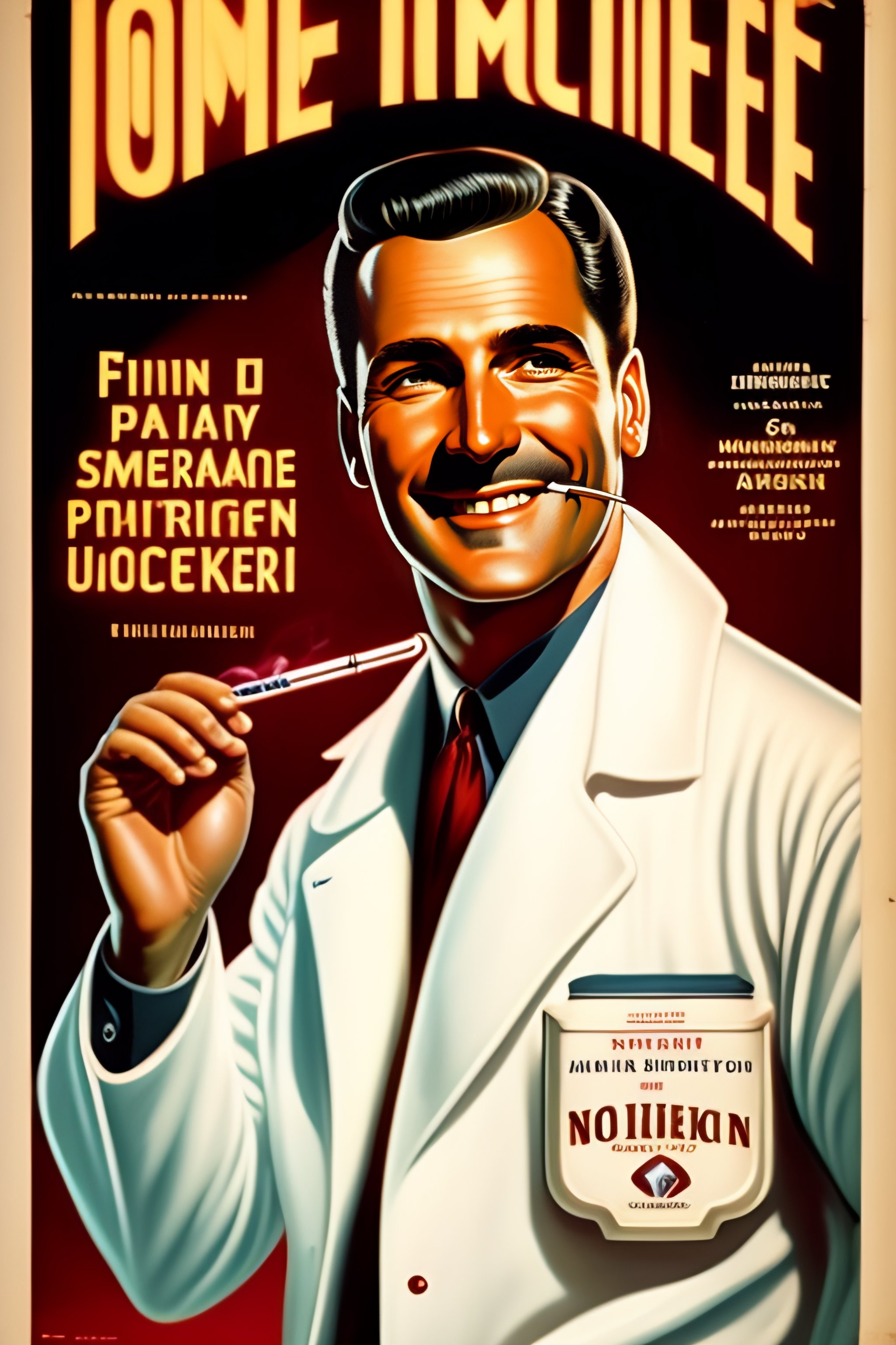 Lexica - 1945 pulp magazine poster of a middle aged man doctor in a ...