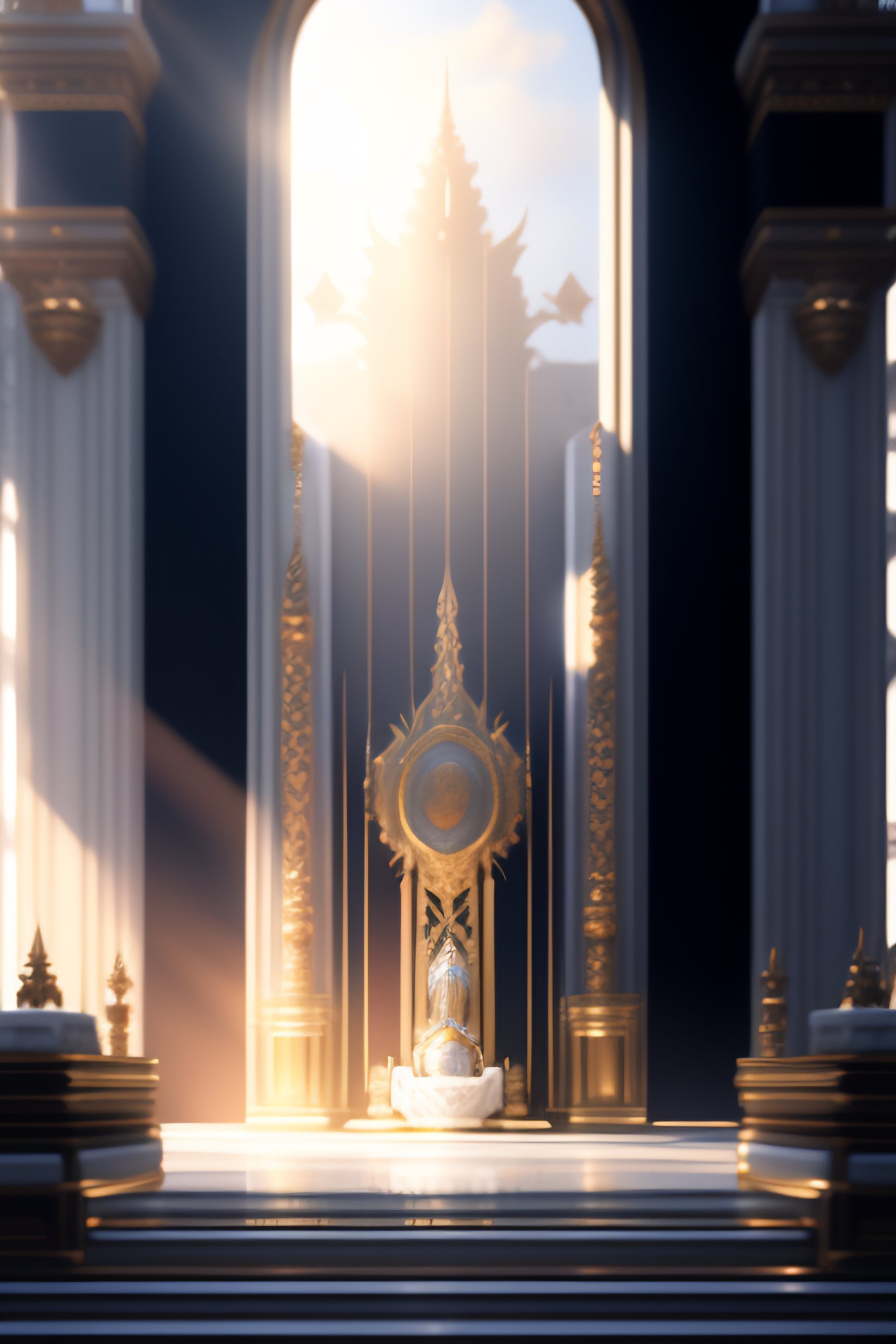 Lexica - A crowded throne room, white marble, god rays, epic cityscape ...