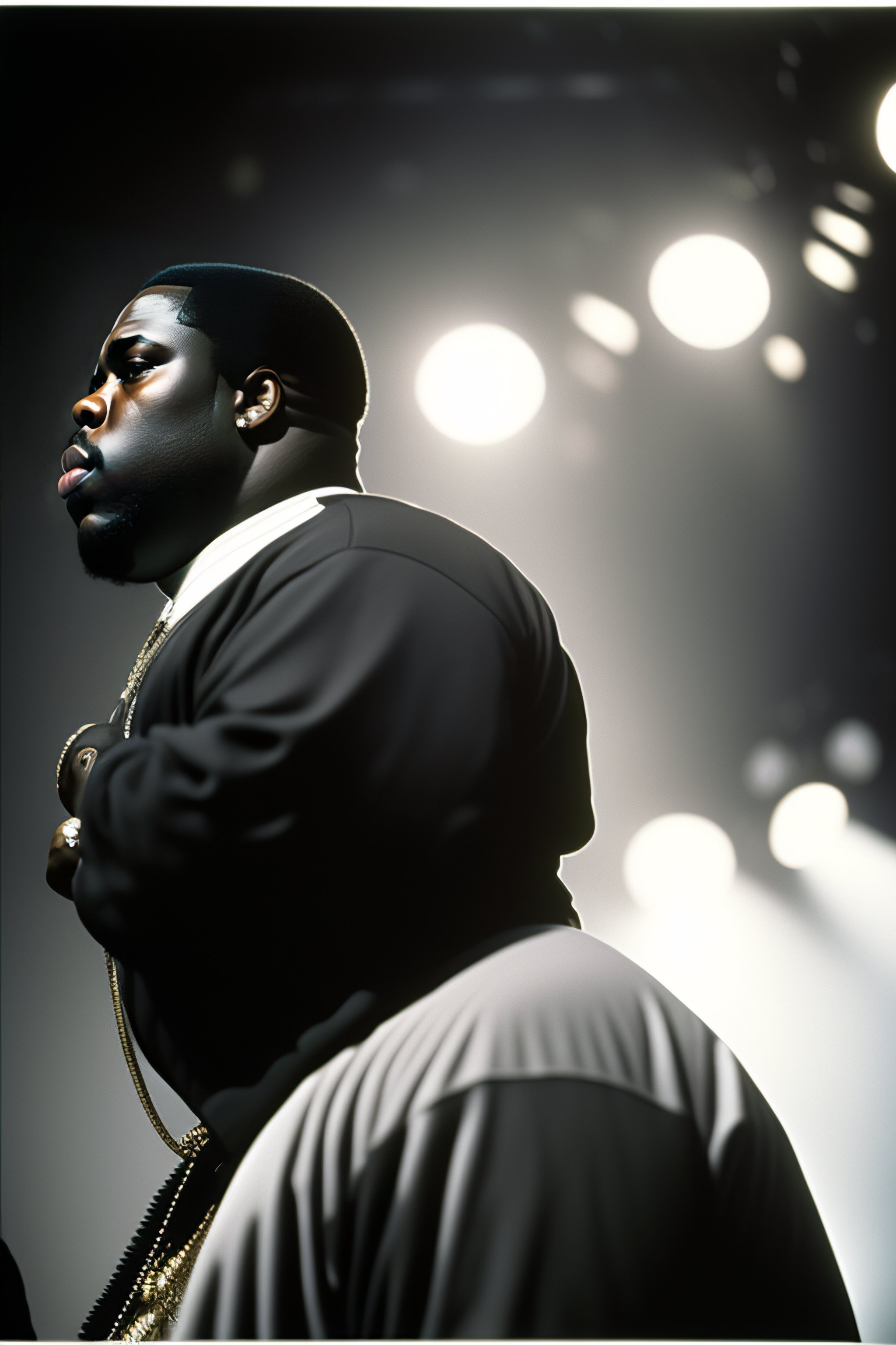 Lexica - Photograph, half body shot, portrait of the notorious b. i. g ...