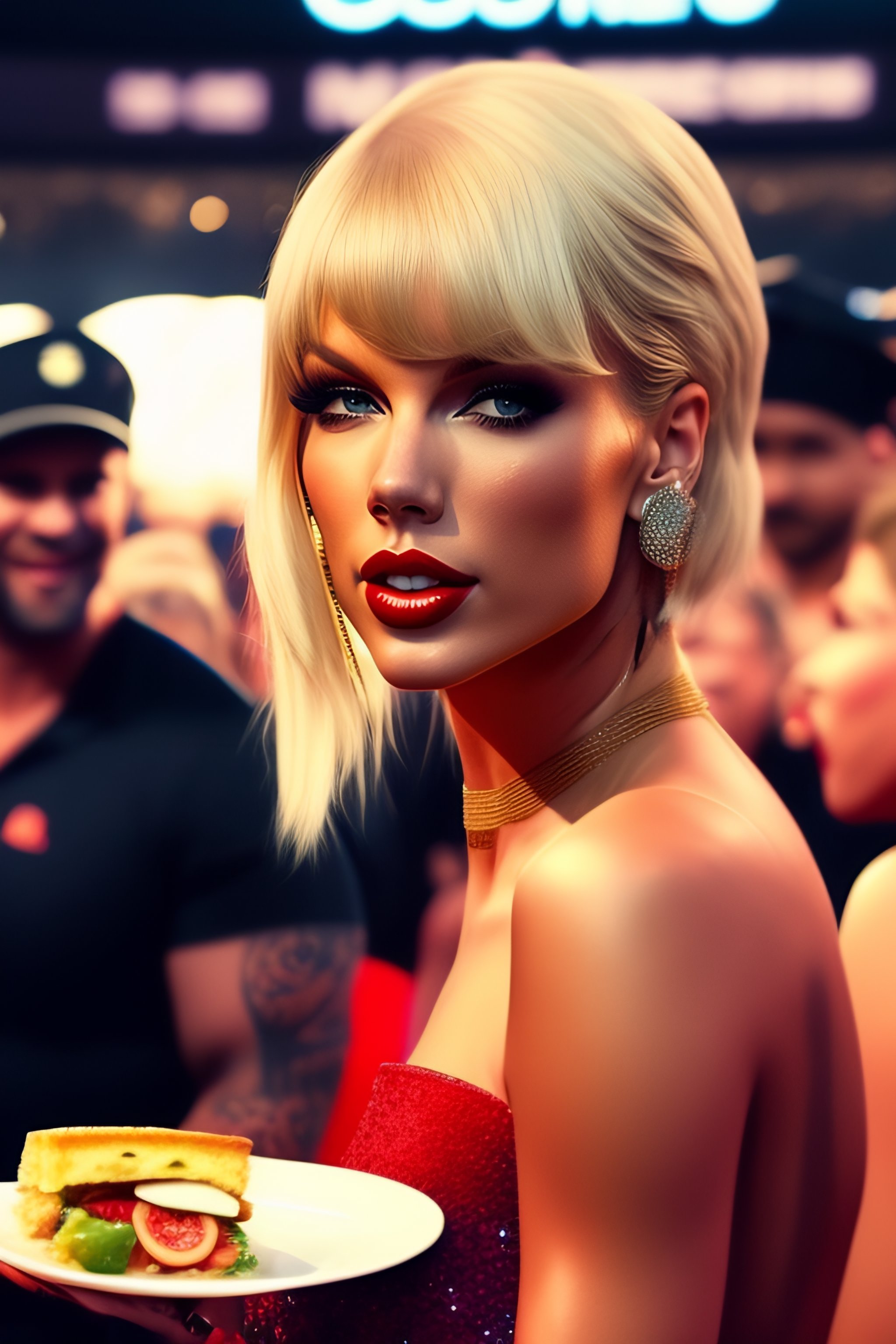 Lexica - Taylor swift eating pomello with halsey in country road