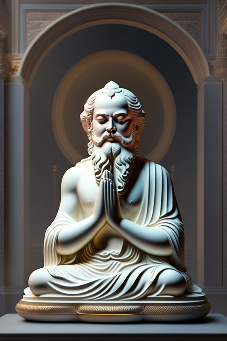 Lexica - Socrates in meditation, with a small luminous Buddha above his ...