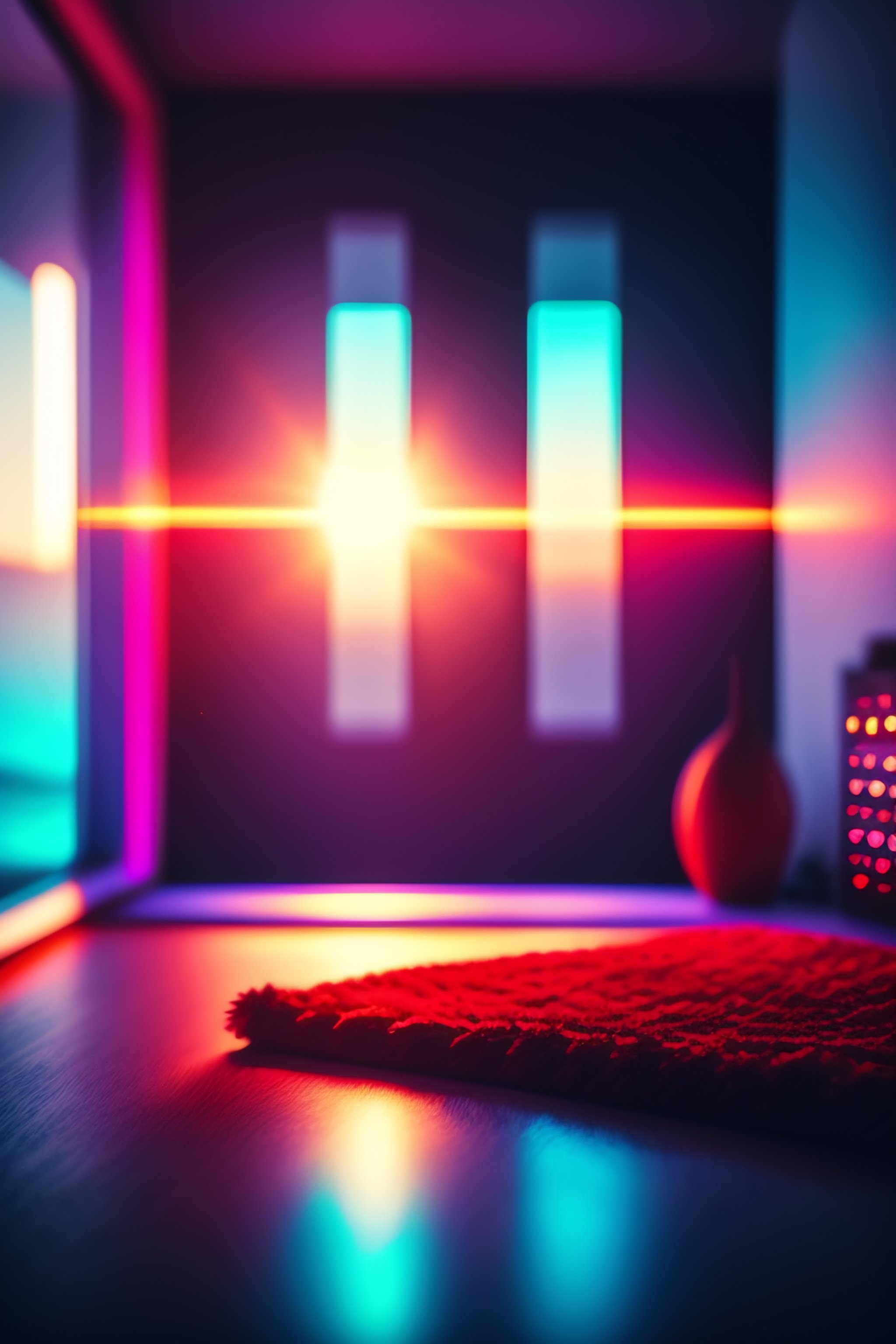 Lexica - Rock bedroom, synth vibe, vaporwave colors, lens flare, moody ...