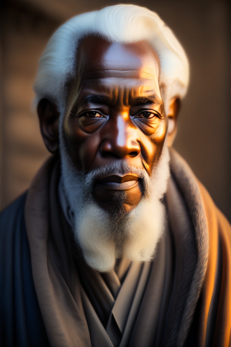 Lexica - A wise old black man, with silver hair, piercing eyes and a ...