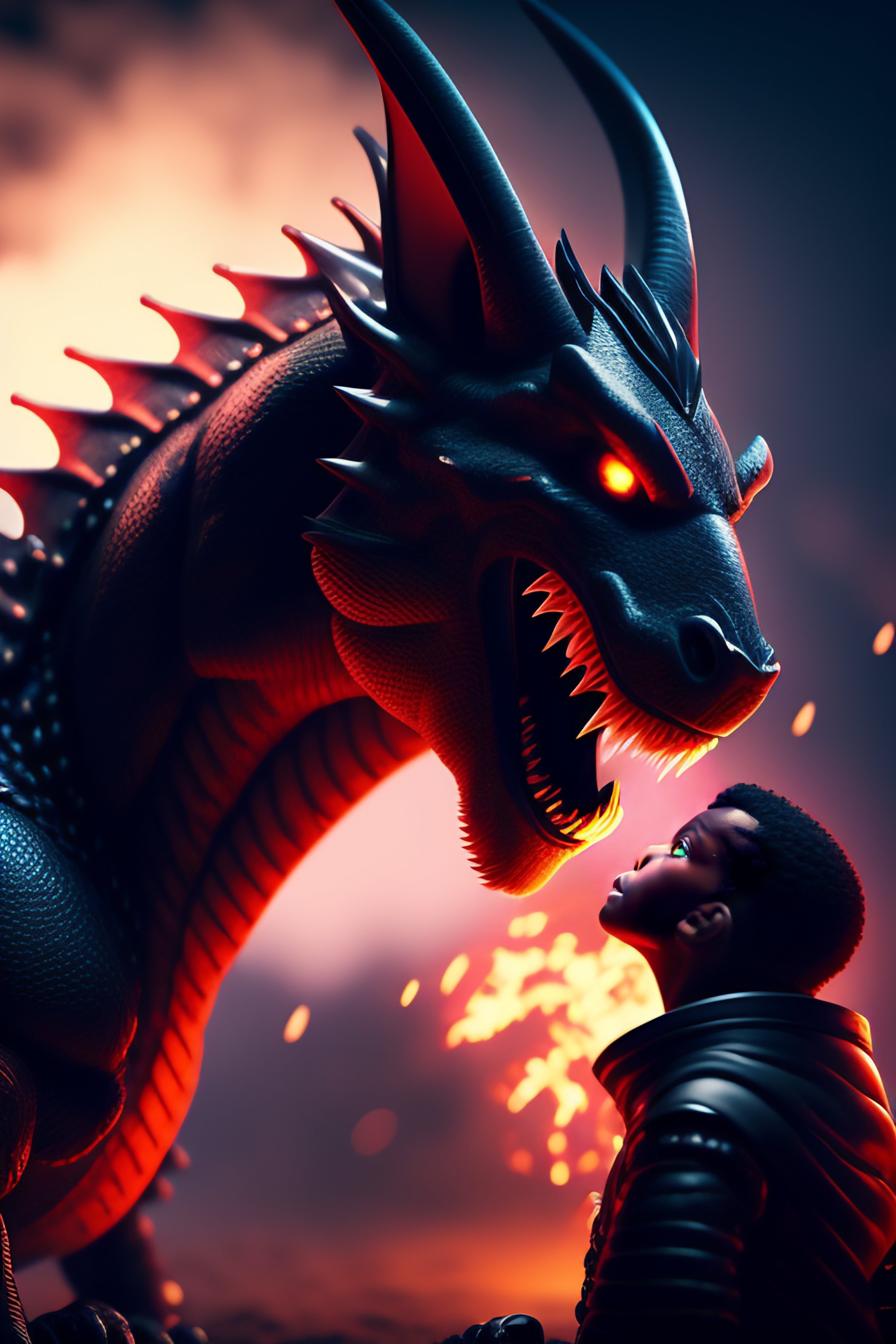 Lexica - An intense battle between a dragon and a man, pixar style ...